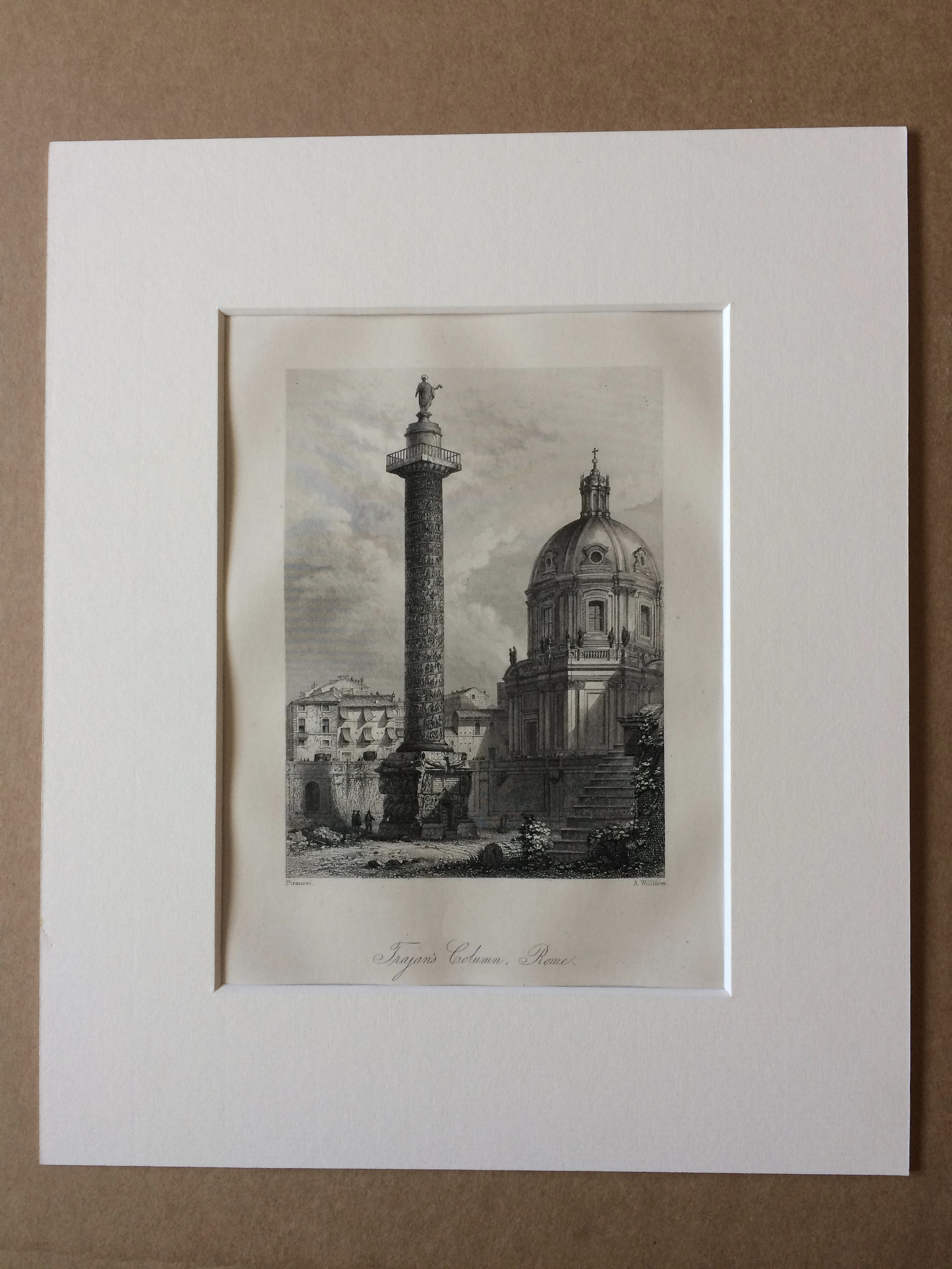 1890 Trajan's Column - Rome Original Antique Engraving - Mounted and ...