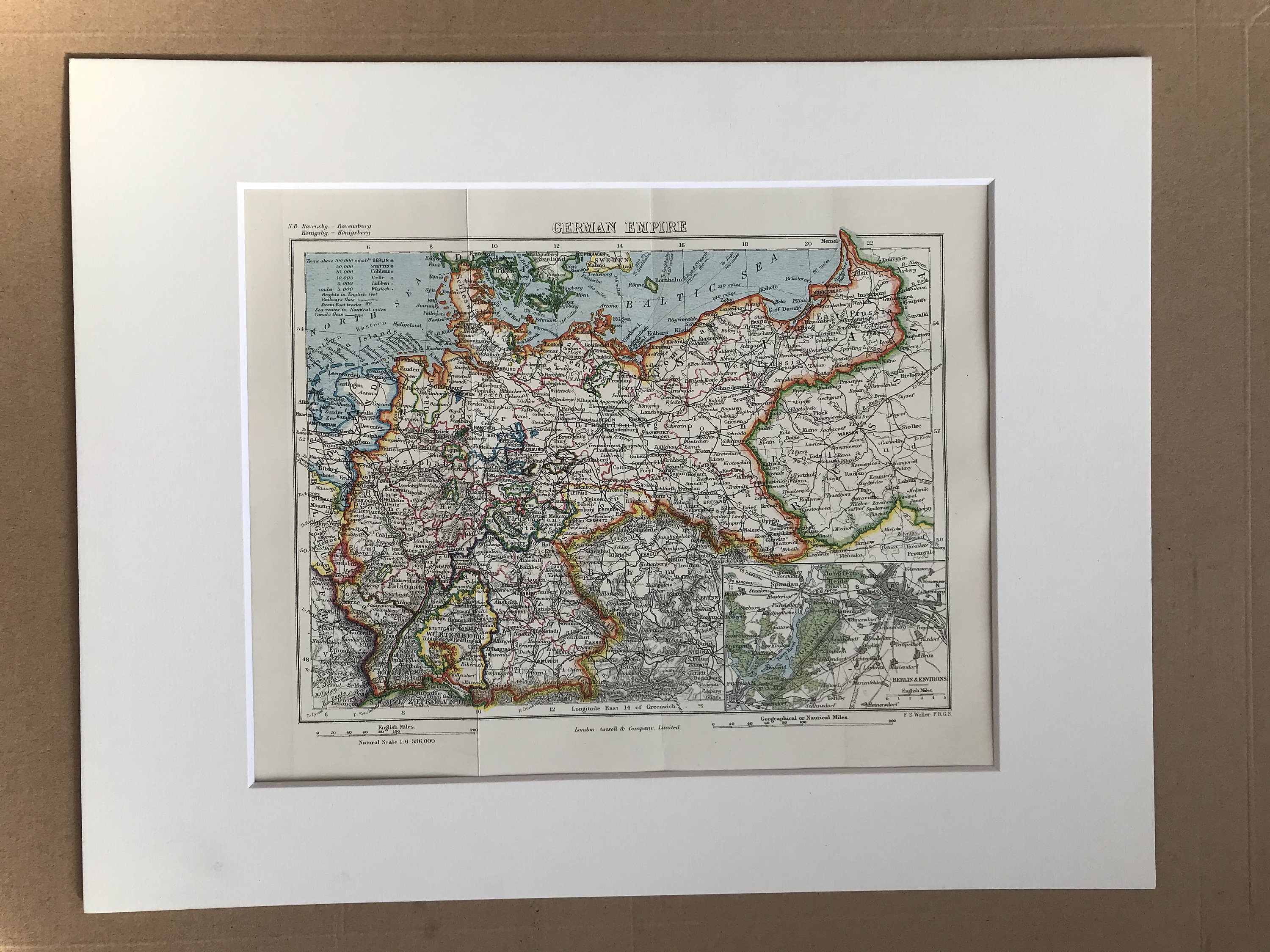 1880 German Empire Original Antique Map - Mounted and Matted ...