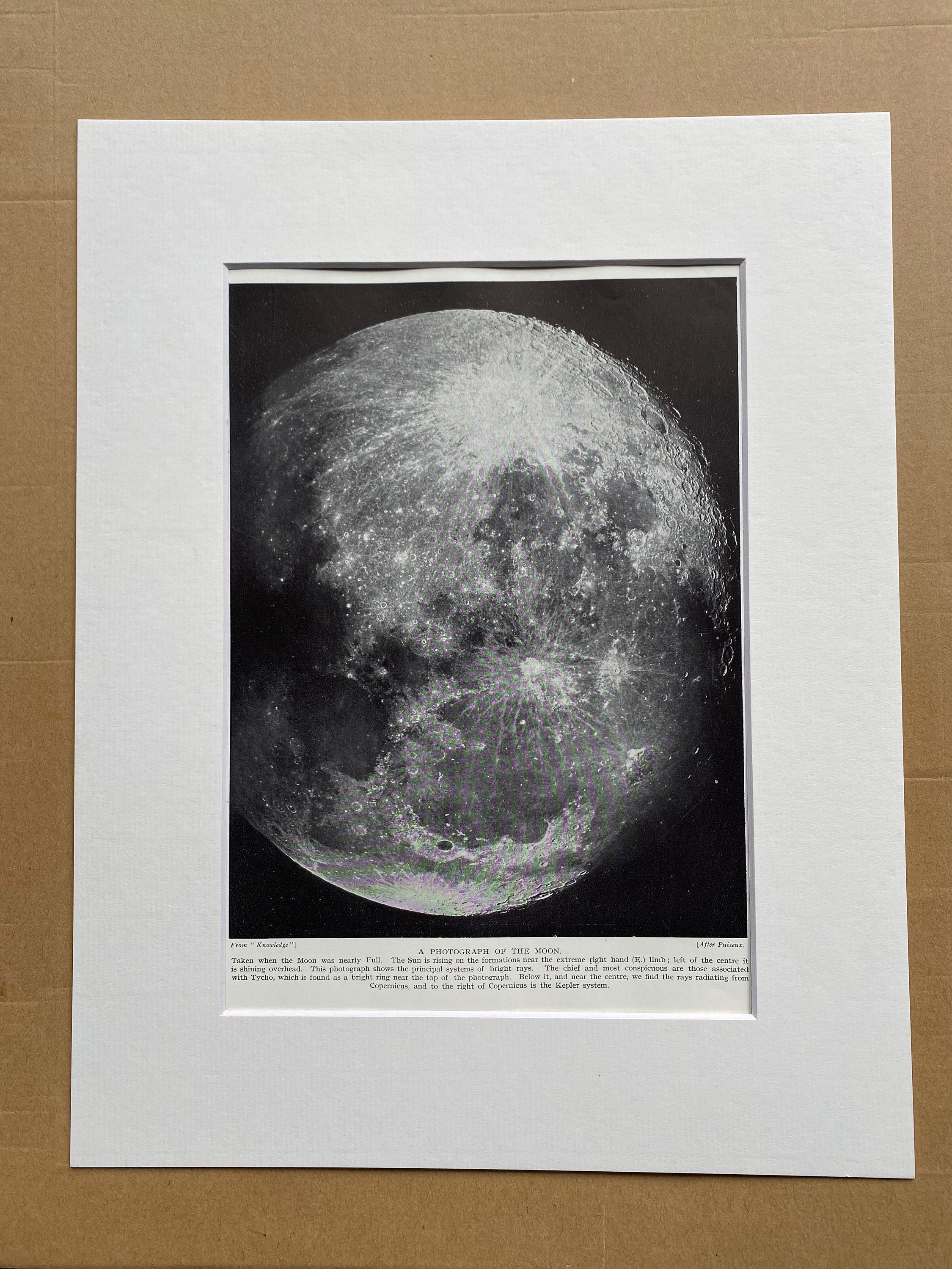 1923 A Photograph of the Moon Original Antique Print - Astronomy ...