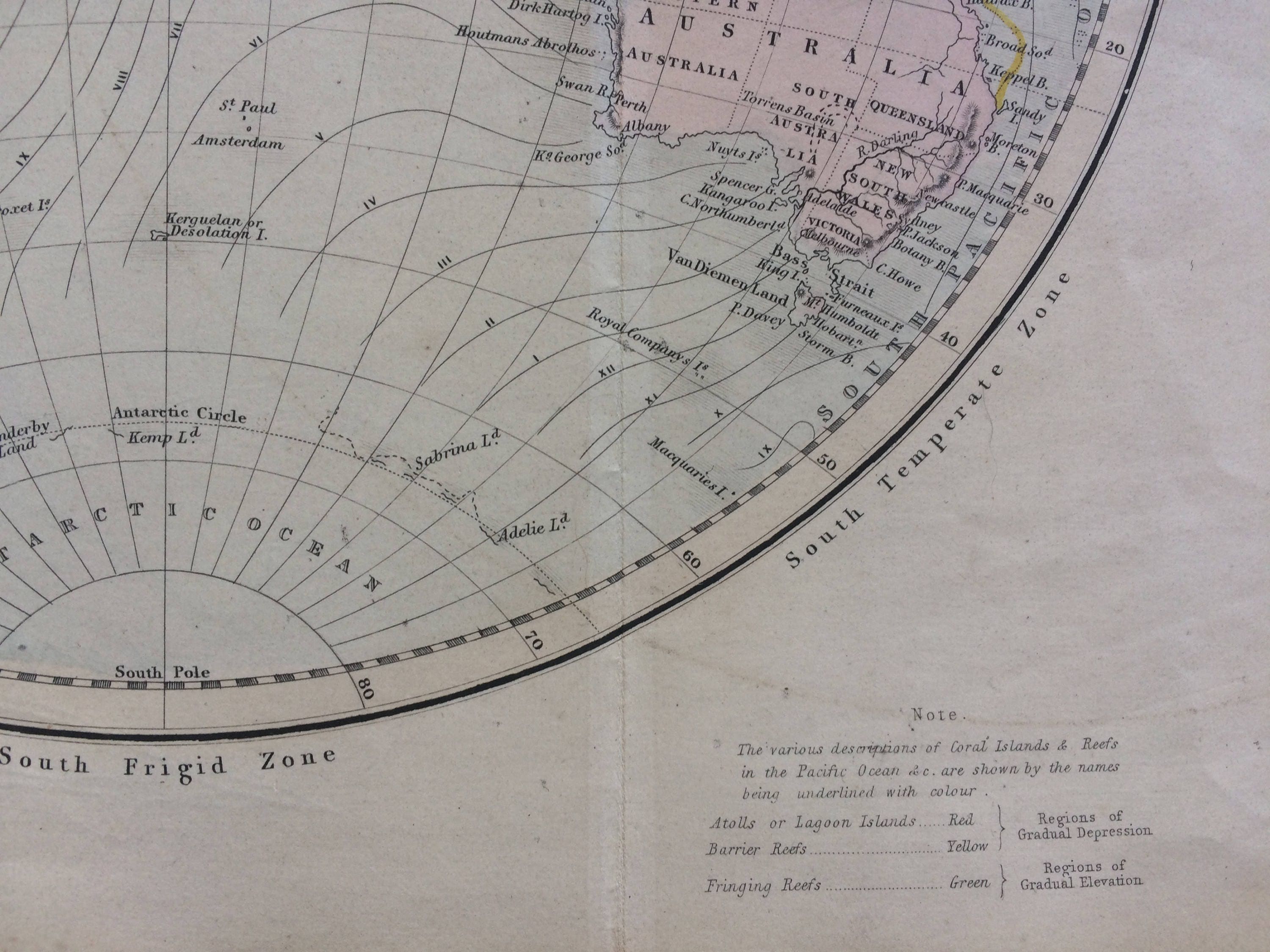 1870 Original Antique World Map showing Western and Eastern Hemispheres ...