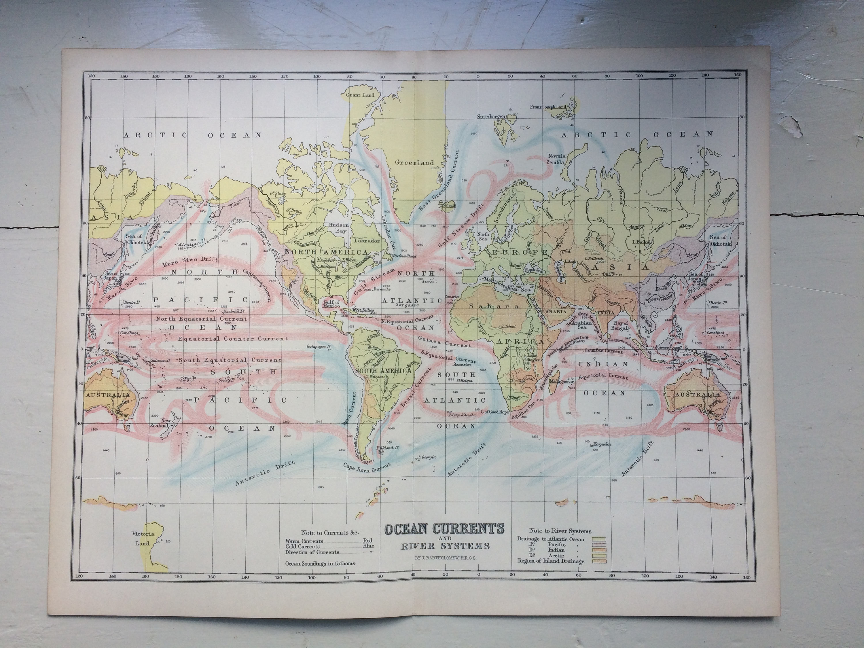 1904 Original Antique World Map - 10 x 12 inches - Mercators Projection ...