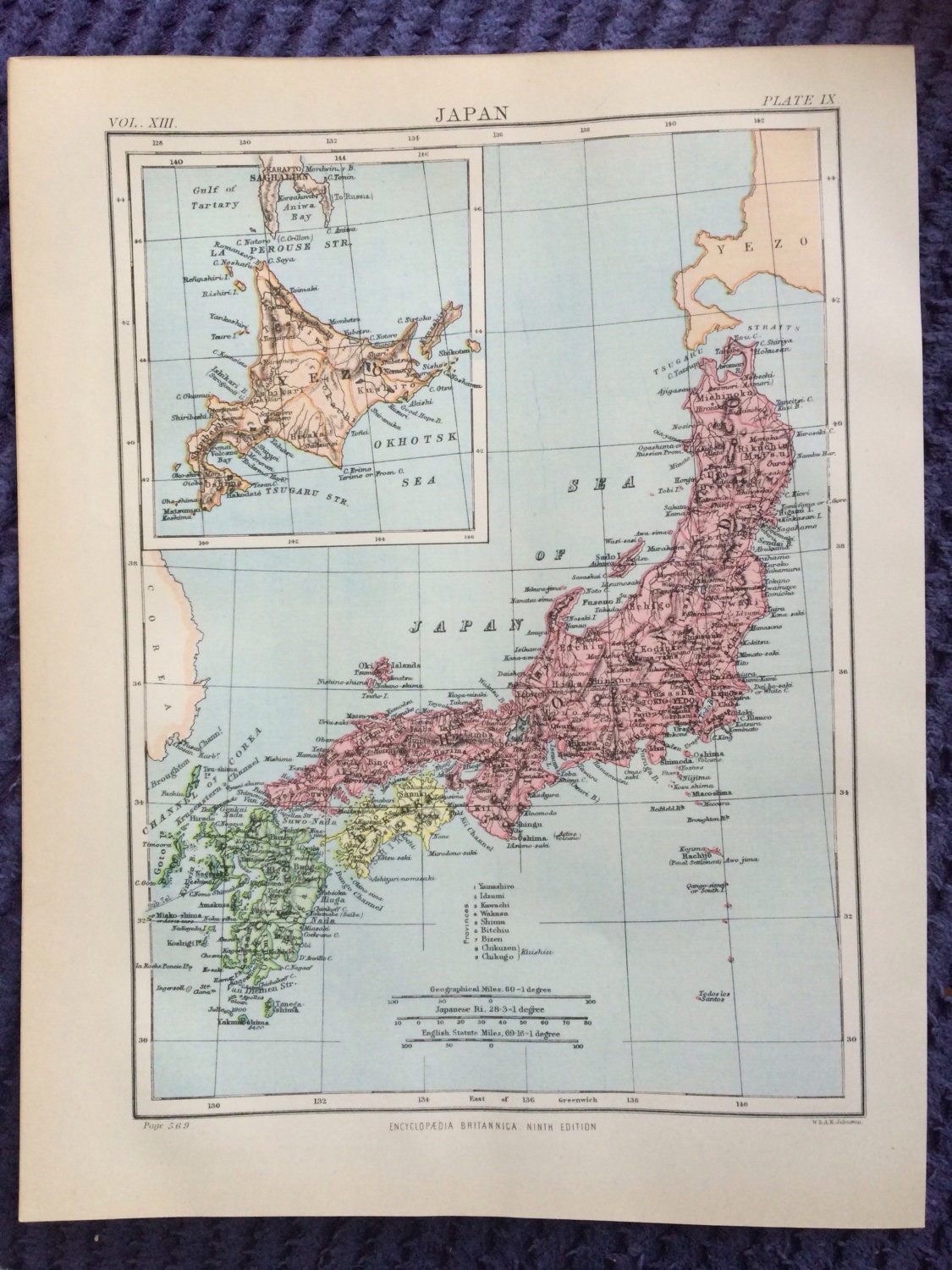1875 JAPAN original antique map, cartography, geography, wall decor ...