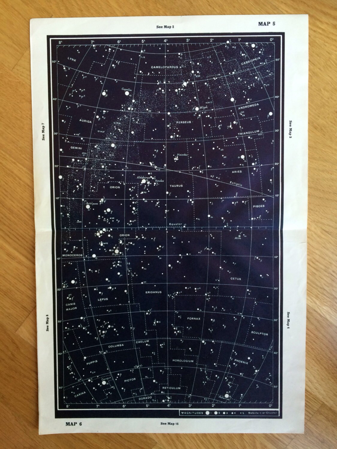 1967 Original Vintage Star Map for epoch 1950 - 9.5 x 14.5 inches ...