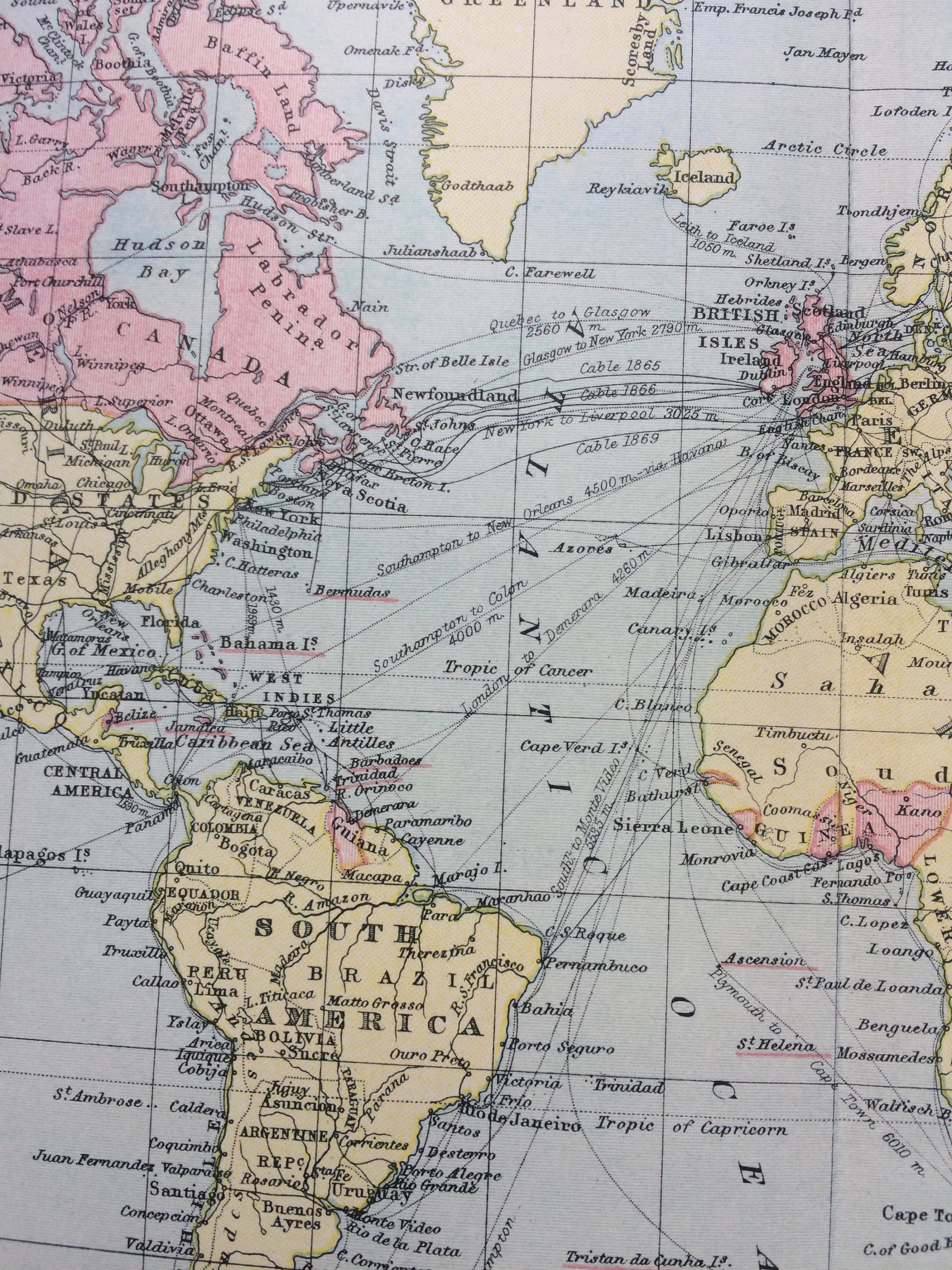 1904 Original Antique World Map - 10 x 12 inches - Mercators Projection ...