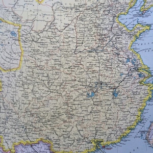1920 CHINA Original Vintage Map, 12 X 14.5 Inches, Historical Wall ...