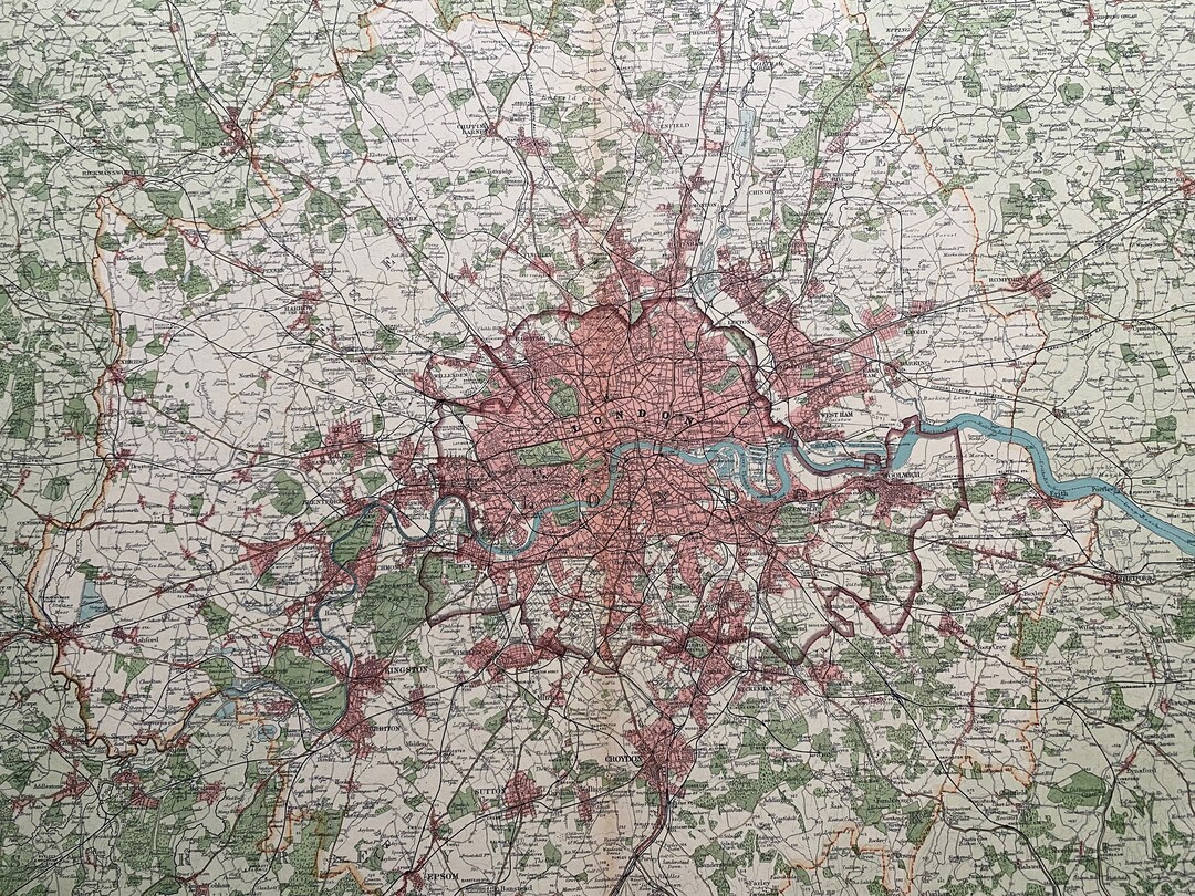 1922 LONDON Large Original Antique Times Atlas - City Plan - England ...