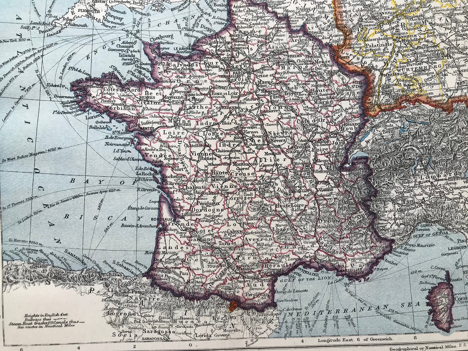 1880 France Original Antique Map Monté et Matted Idée | Etsy