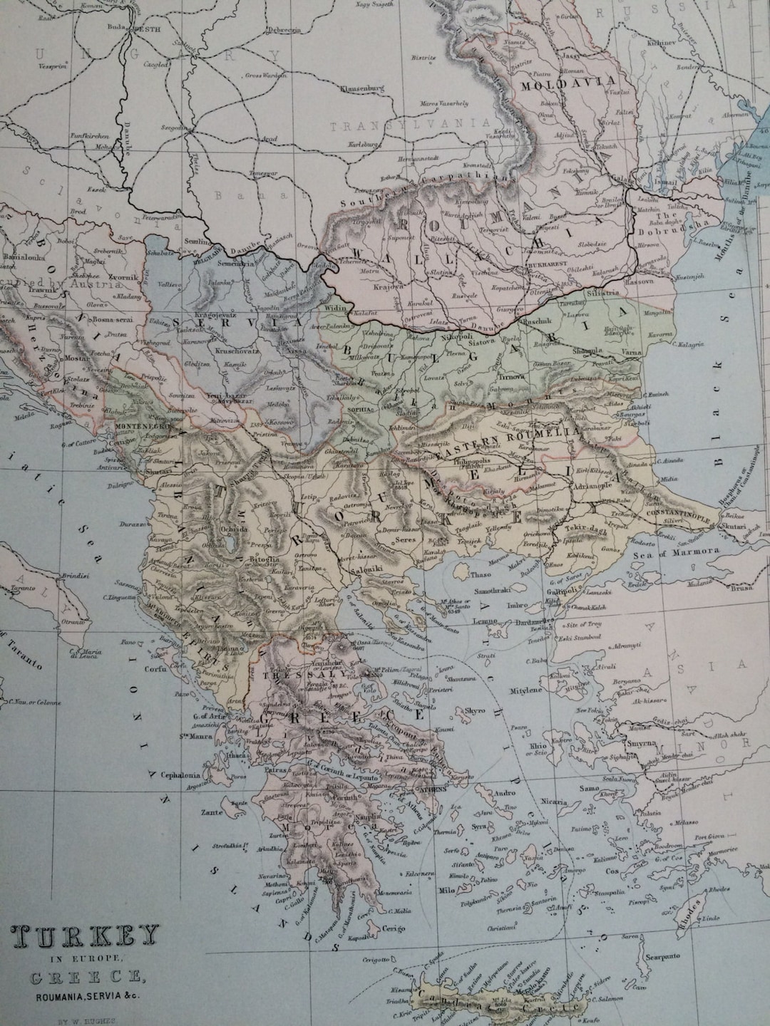 1873 BALKANS Original Antique Map, 10.5 X 13.5 Inches, Historical Map ...