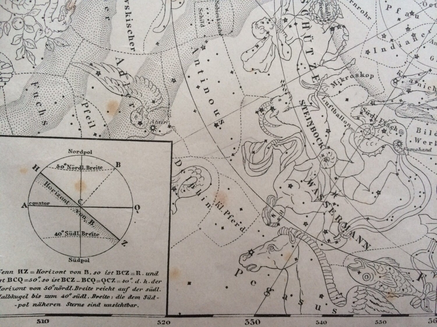 1861 SOUTHERN STAR SKY Original Antique Engraving - Star Map ...