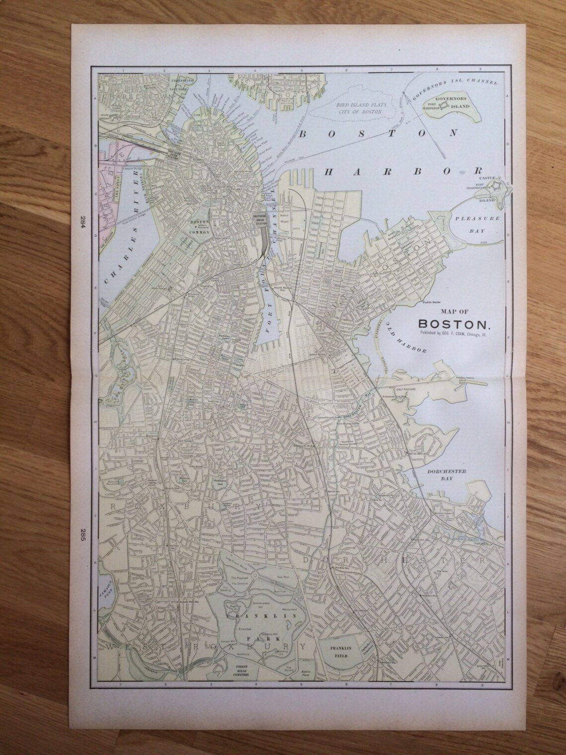 1901 BOSTON Large Original Antique Map 22.5 X 14.5 Inches - Etsy