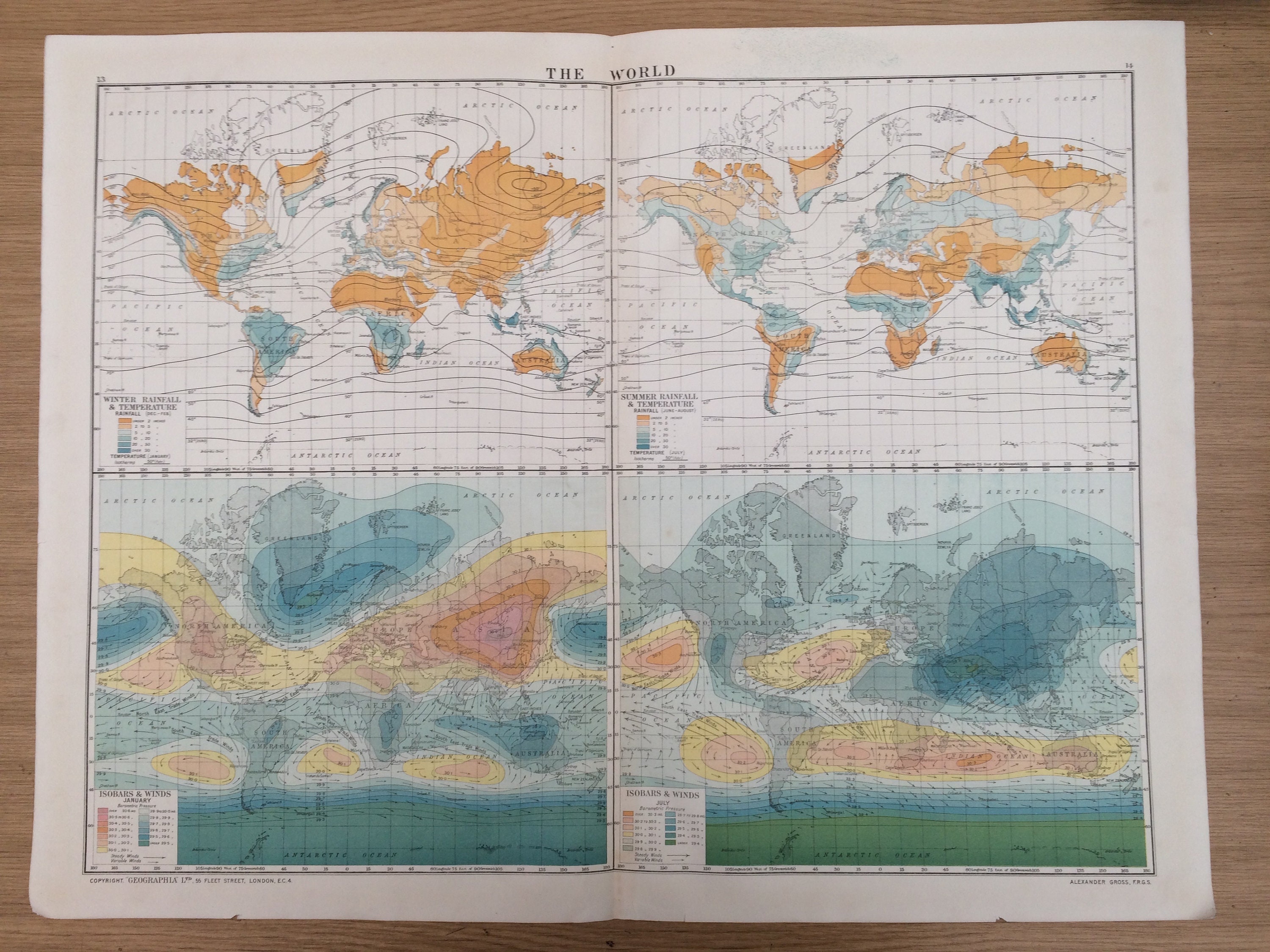 1920 The World Extra Large Original Antique World Map with inset maps ...