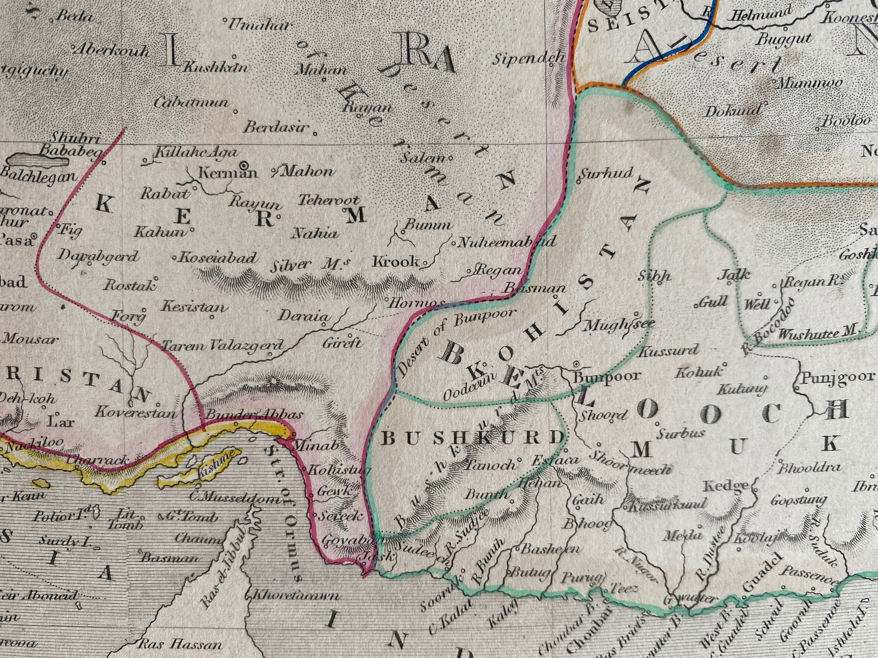 1853 Iran or Persia Original Antique Map with diagram of tallest ...