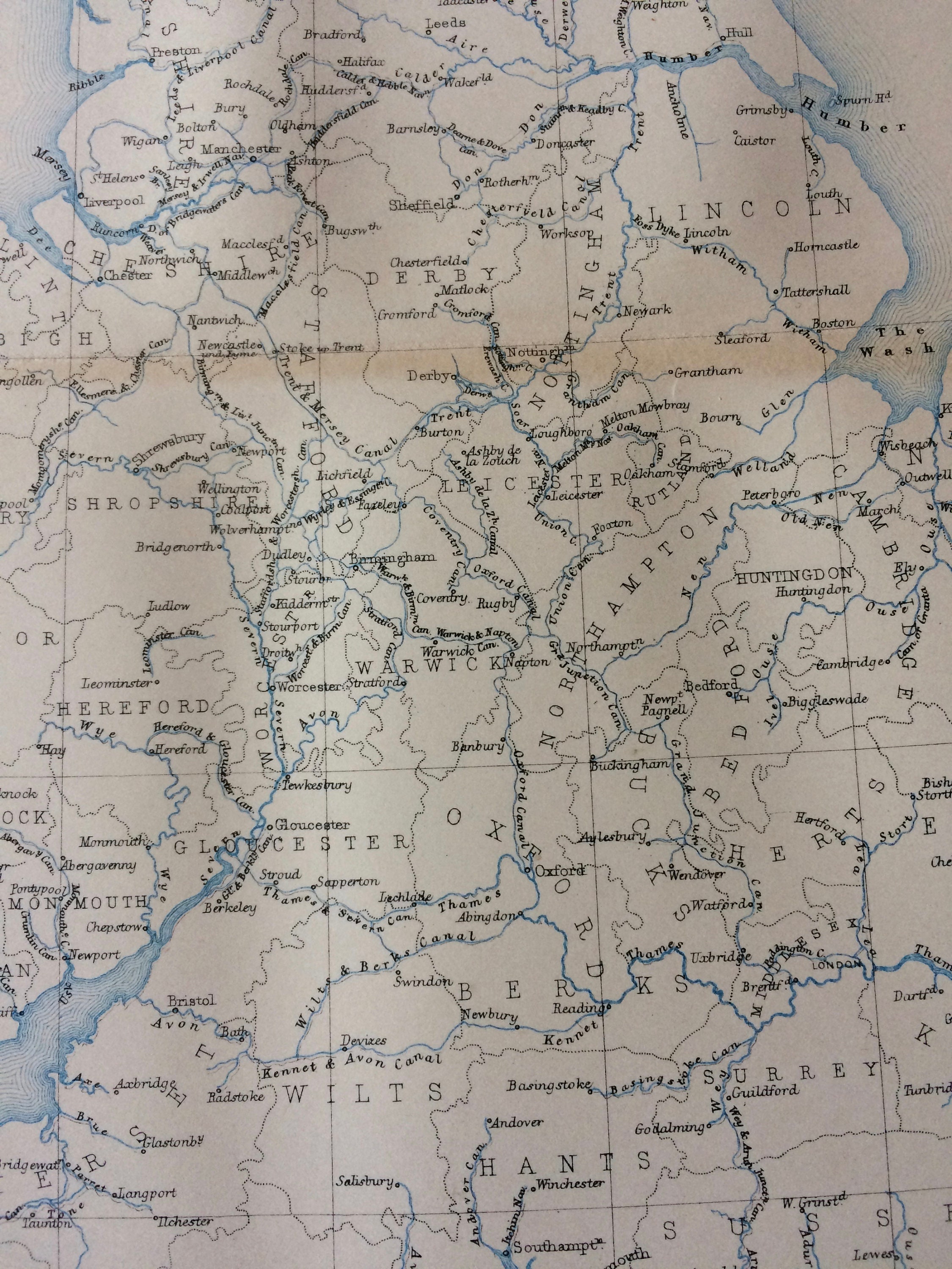1868 Inland Navigation Map of England and Wales original antique map ...