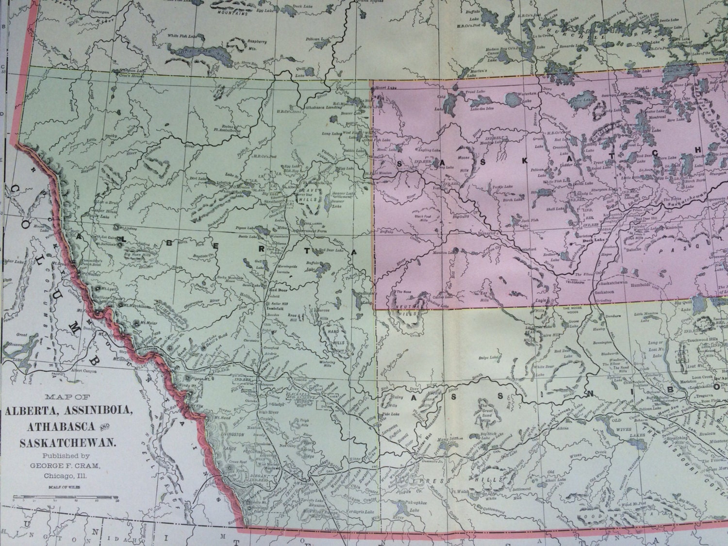 1901 Alberta, Assiniboia, Athabasca and Saskatchewan, Canada Large ...