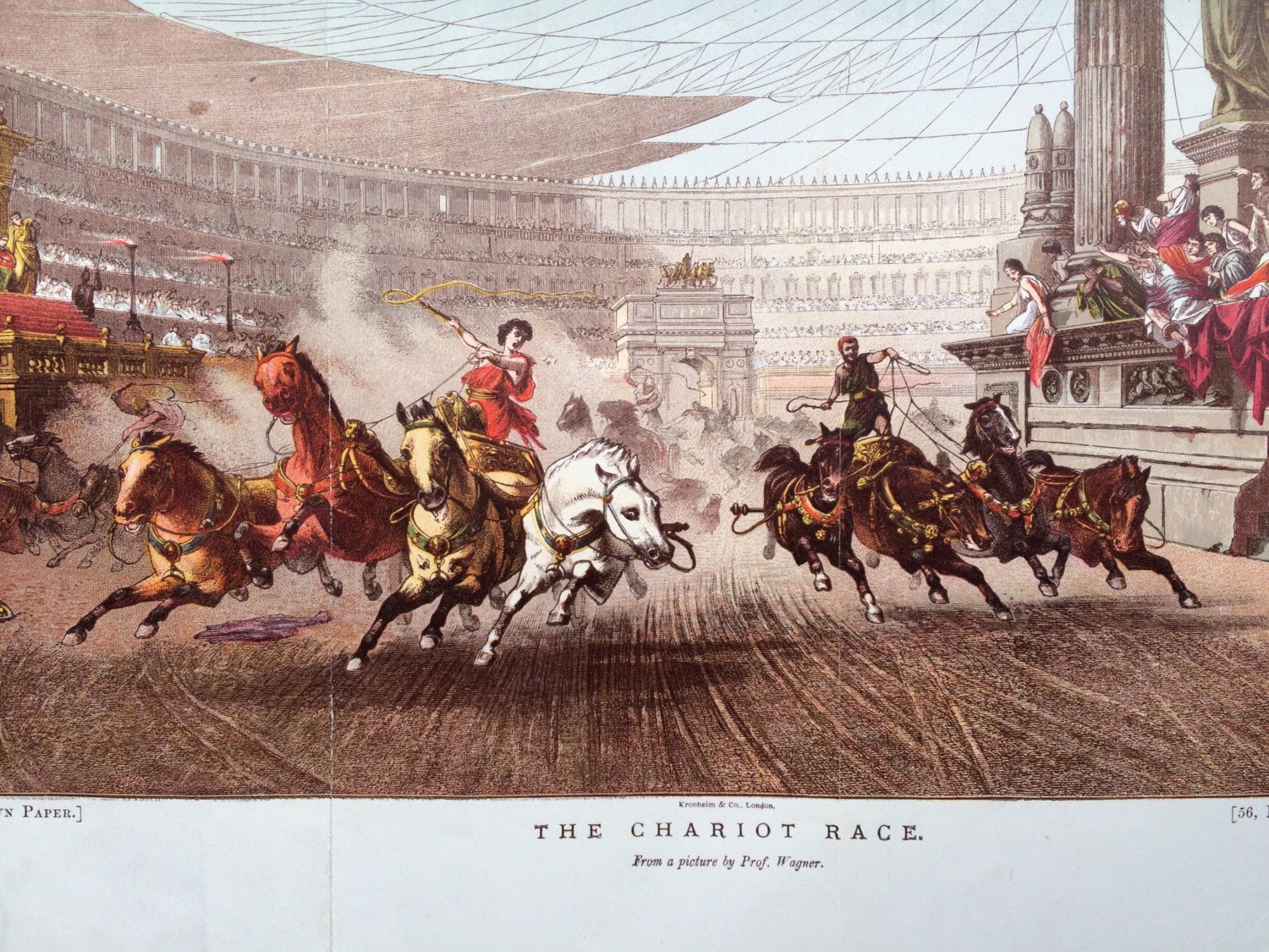 1879 The Chariot Race by Professor Wagner Original Antique print from ...