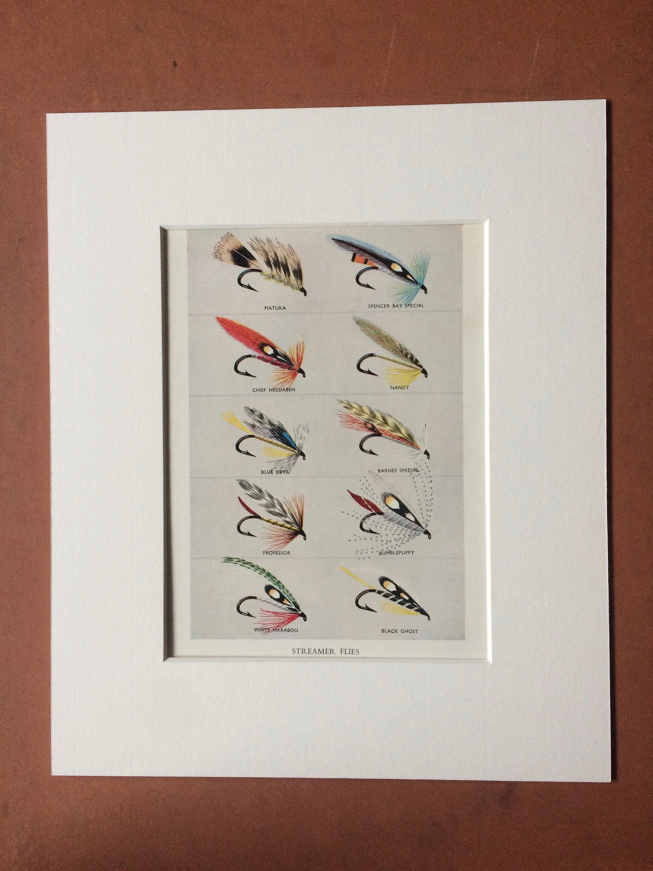 1970 Streamer Flies Original Vintage Print - Mounted and Matted ...