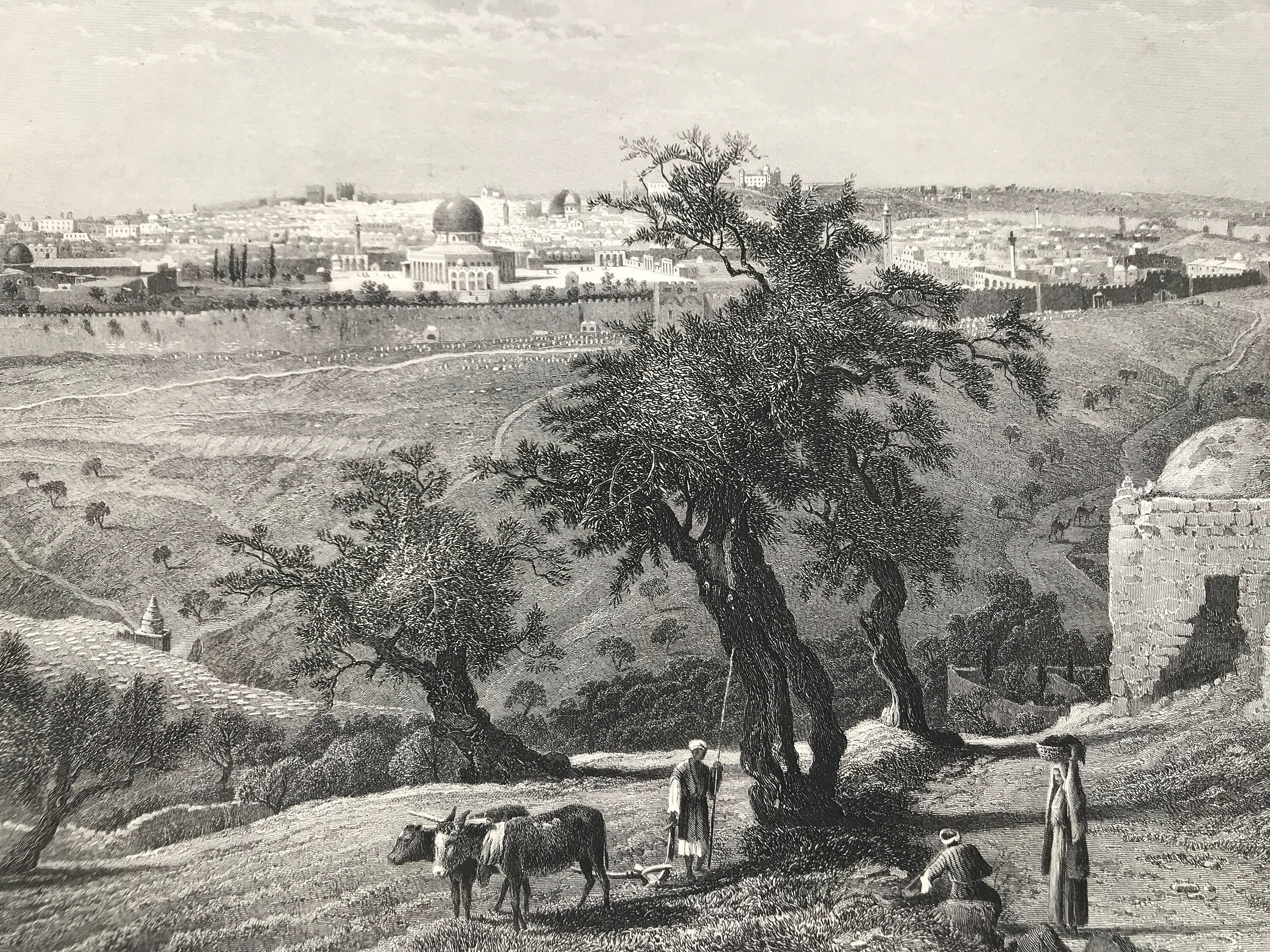 1880 Jerusalem from the Mount of Olives Original Antique Engraving ...