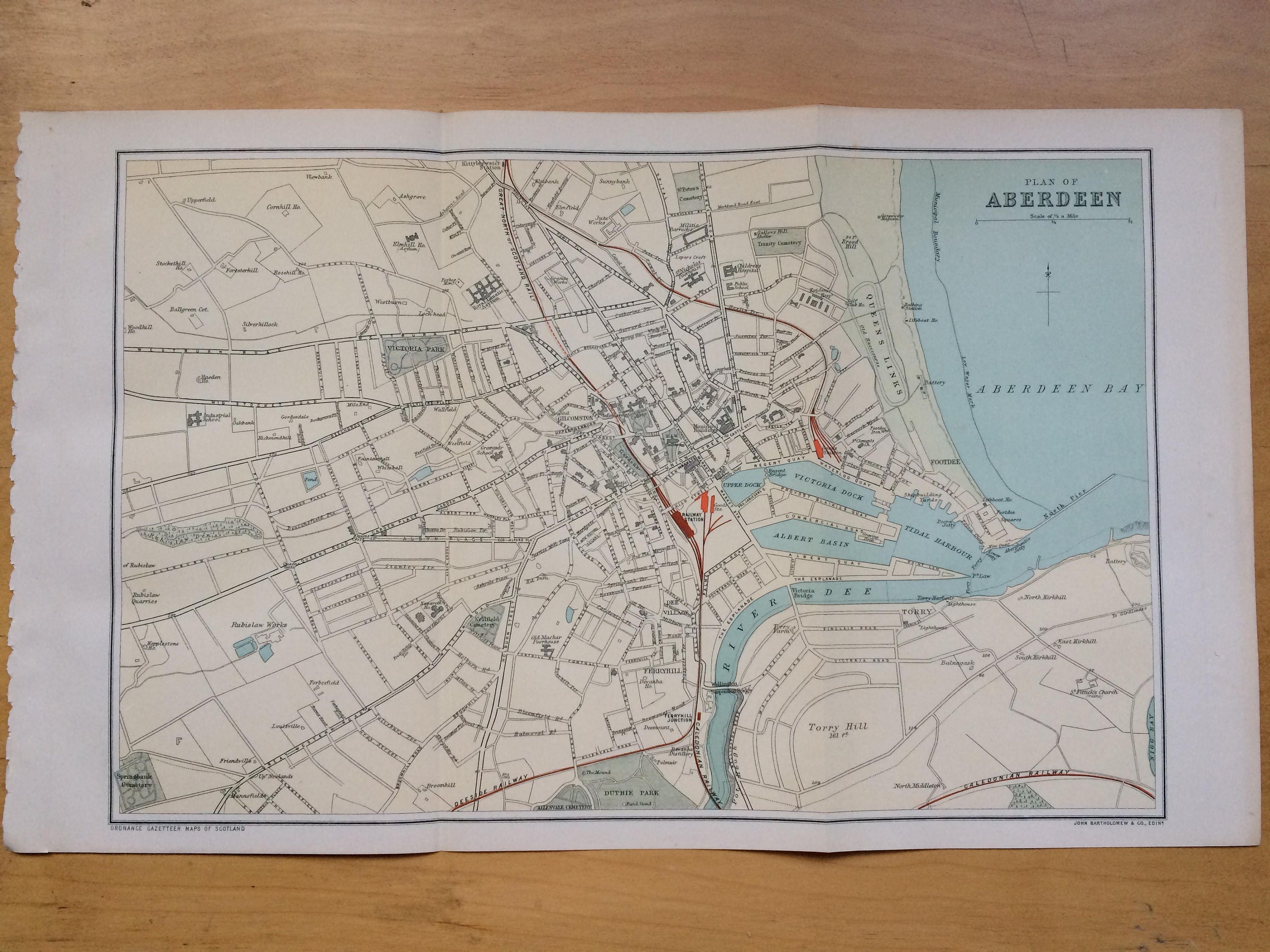 1901 Plan of Aberdeen Large Original Antique Map - Scottish Cartography ...