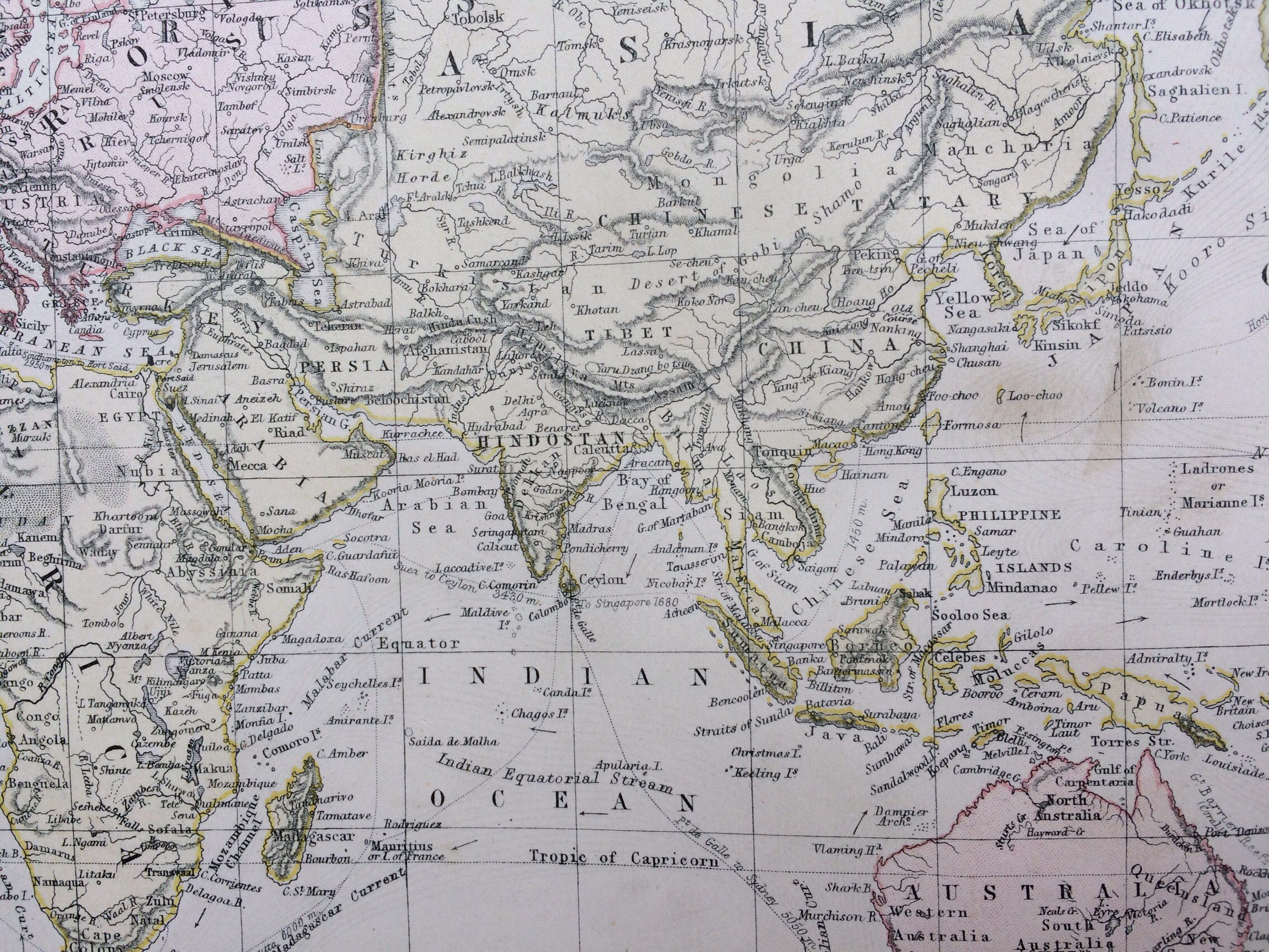 1882 The World on Mercator's Projection Large Original Antique World ...