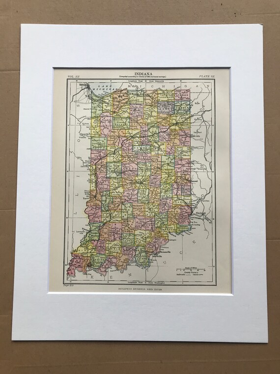 1875 Indiana Original Antique Map IN US State Map United | Etsy