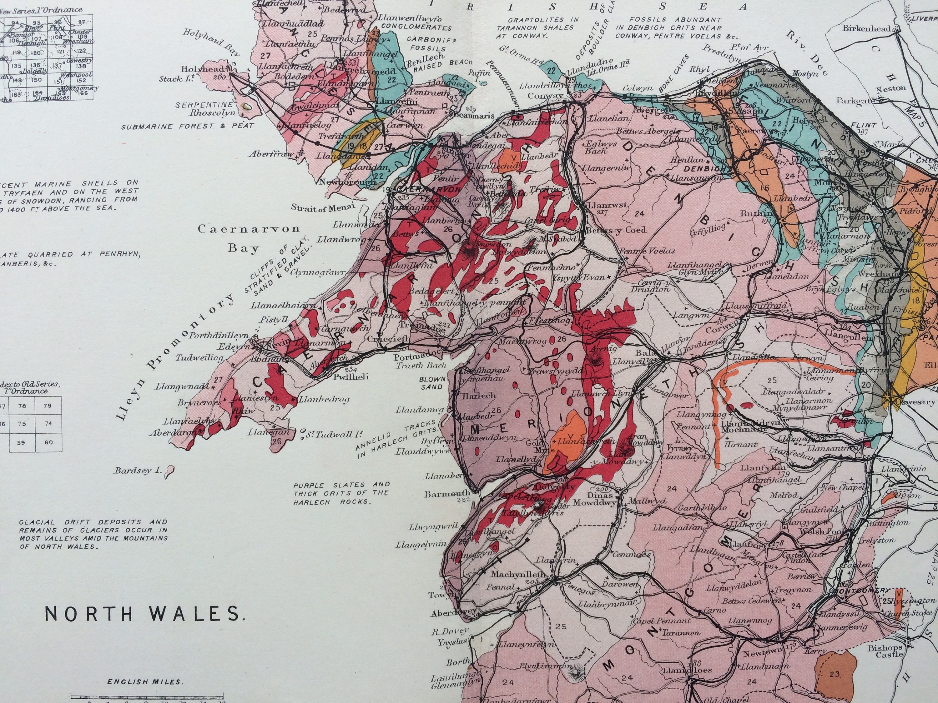 1913 North Wales - Original Antique Small Geological Map - Geology ...