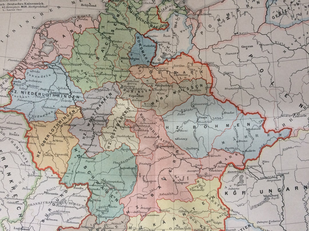 1894 Germany in the Year 1000 AD Original Antique Map - Etsy