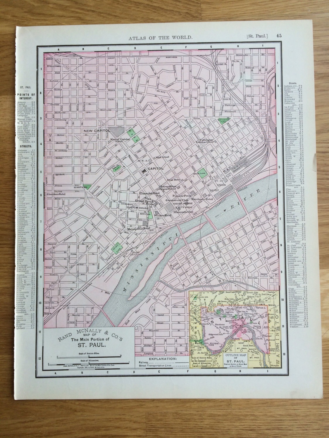 1898 MINNEAPOLIS Original Antique City Plan Map, 11 x 14 inches ...