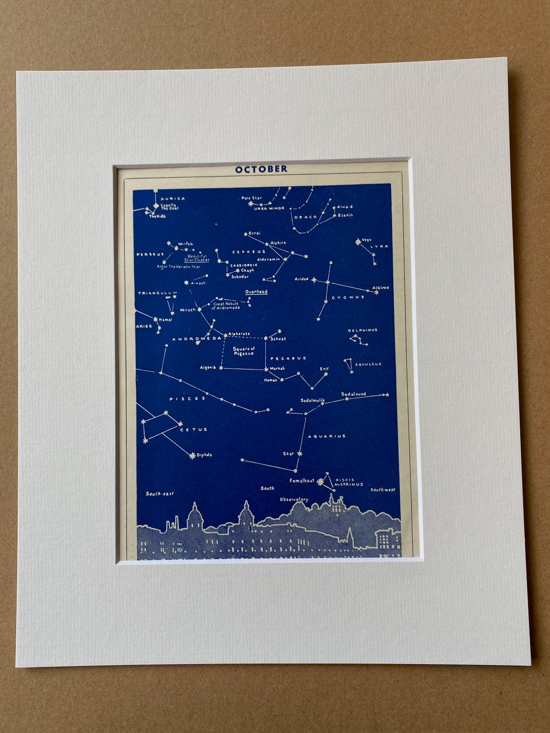 1940s October Star Map - Stars Over Greenwich, London Original Vintage ...