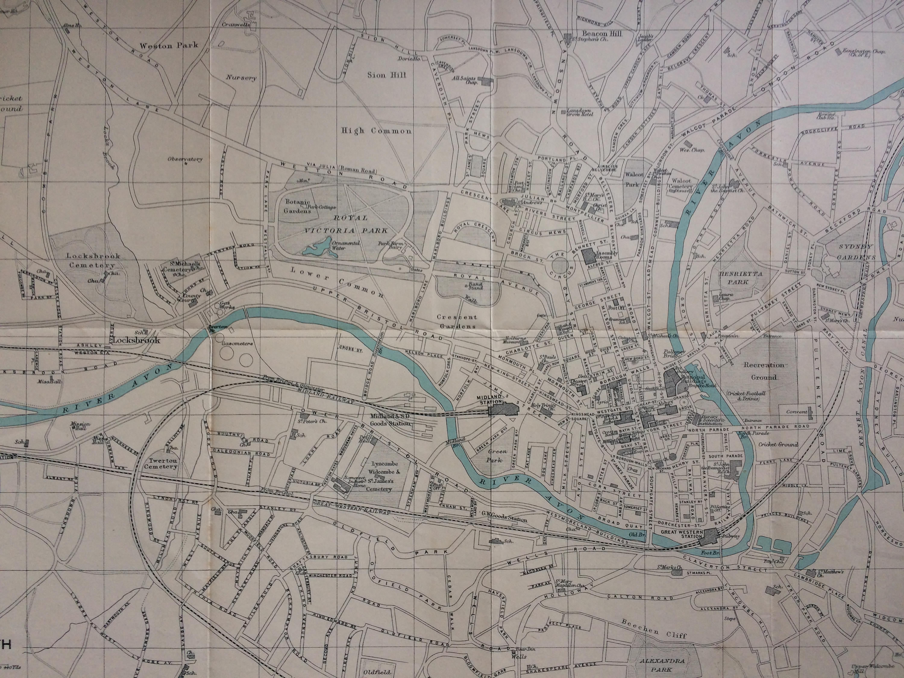Plan of Bath Original Vintage Map c.1940s, 11.5 x 15.5 inches, Home ...