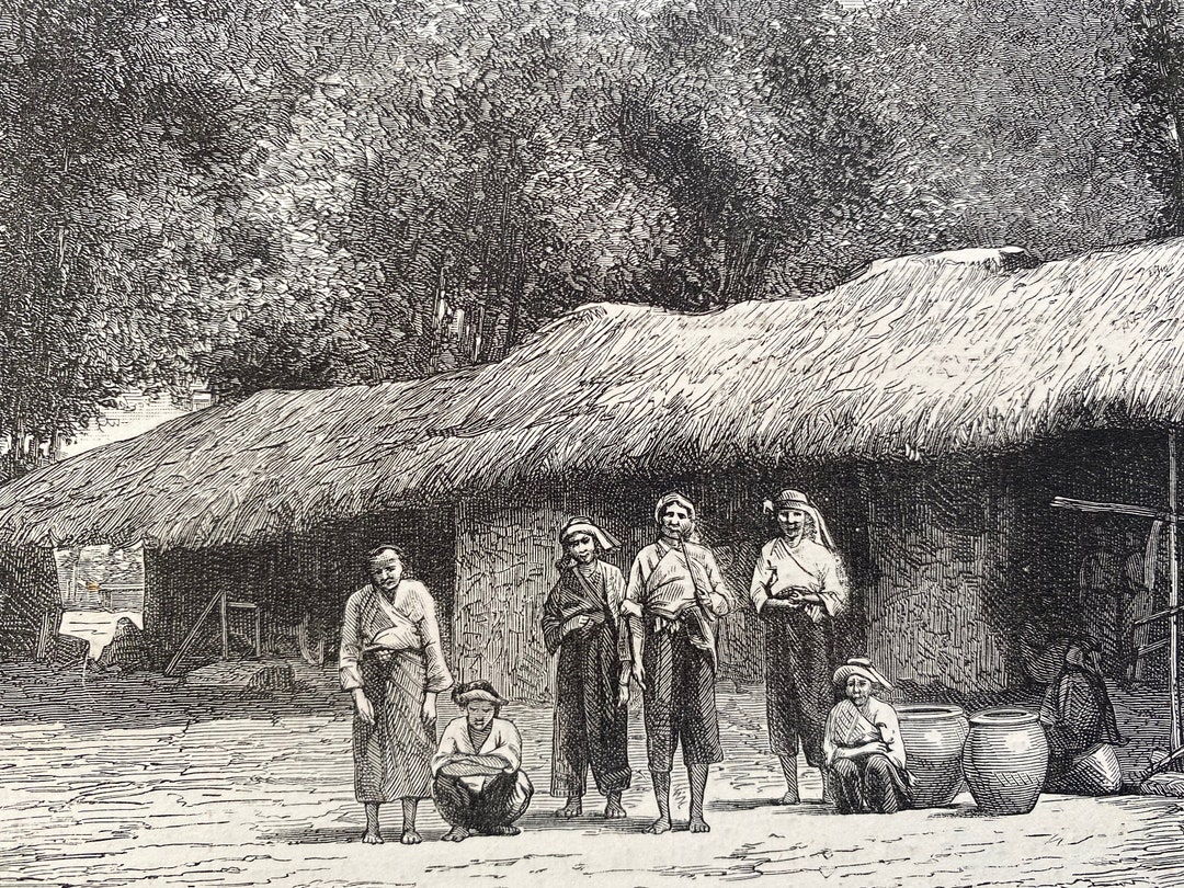 1880 A Native Hut in Formosa Original Antique Print - Southeast Asia ...
