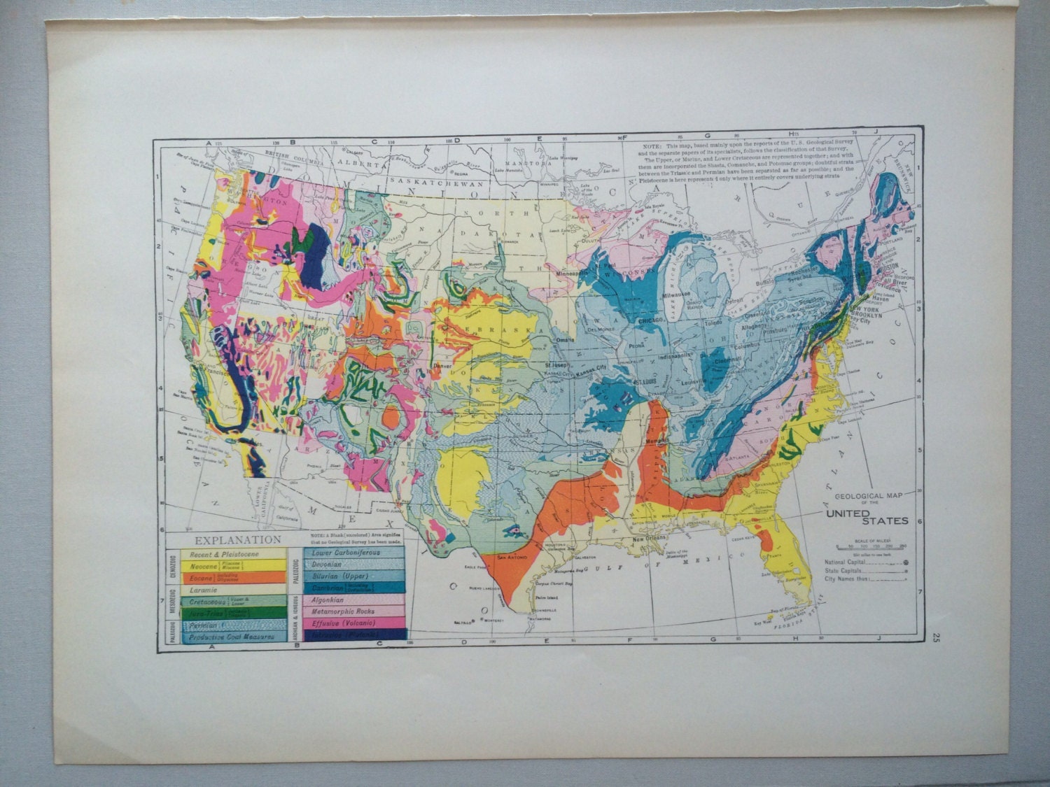 1936 UNITED STATES (Geological) Original Vintage Map, 11.5 x 14.5 ...