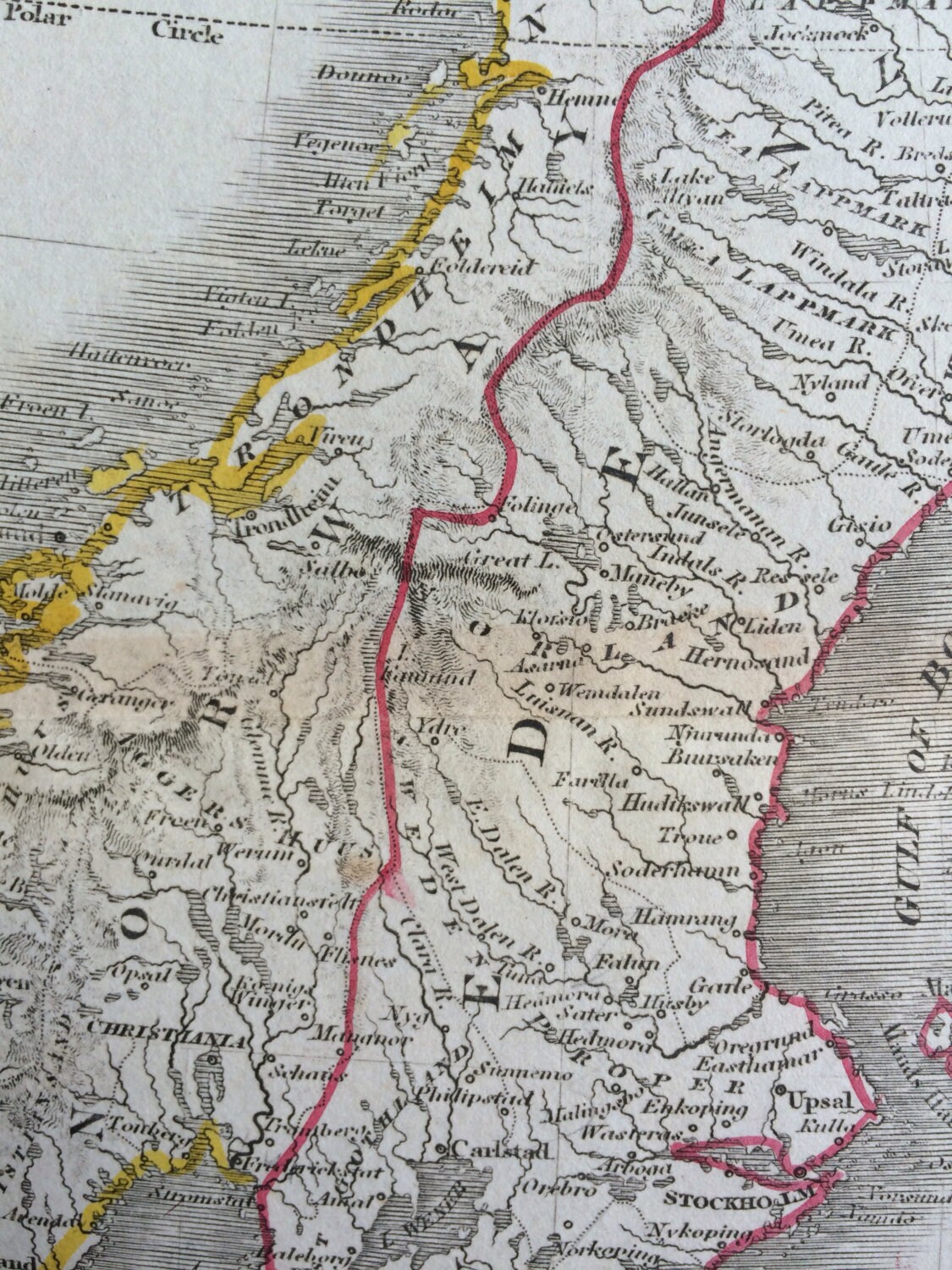 1819 Sweden & Norway Original Antique Hand-Coloured Engraving - Rare ...