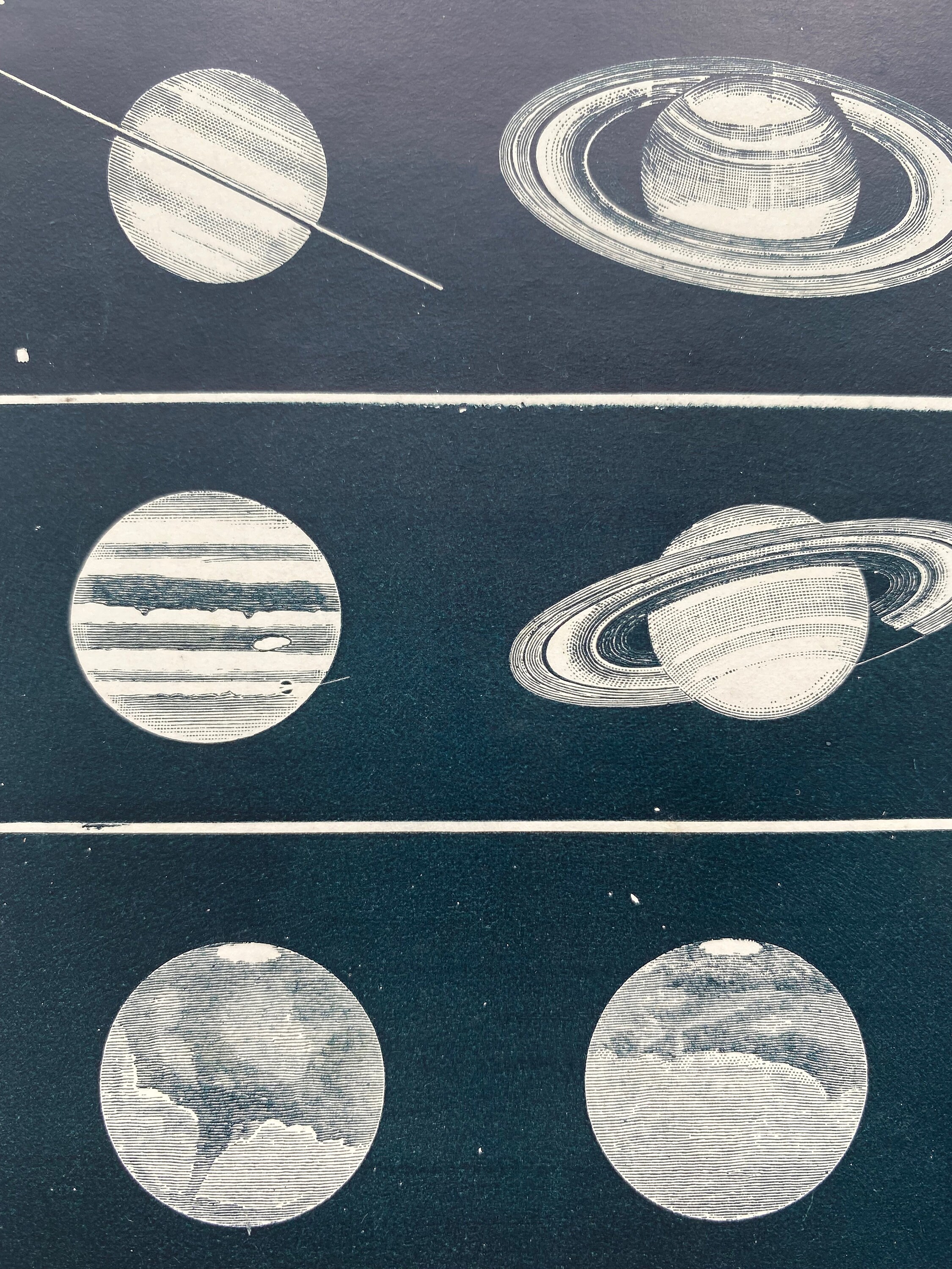1908 Saturn, Jupiter and Mars Original Antique Print - Astronomy ...