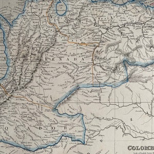 1853 Colombia Original Antique Map With Diagram of Highest Mountains ...