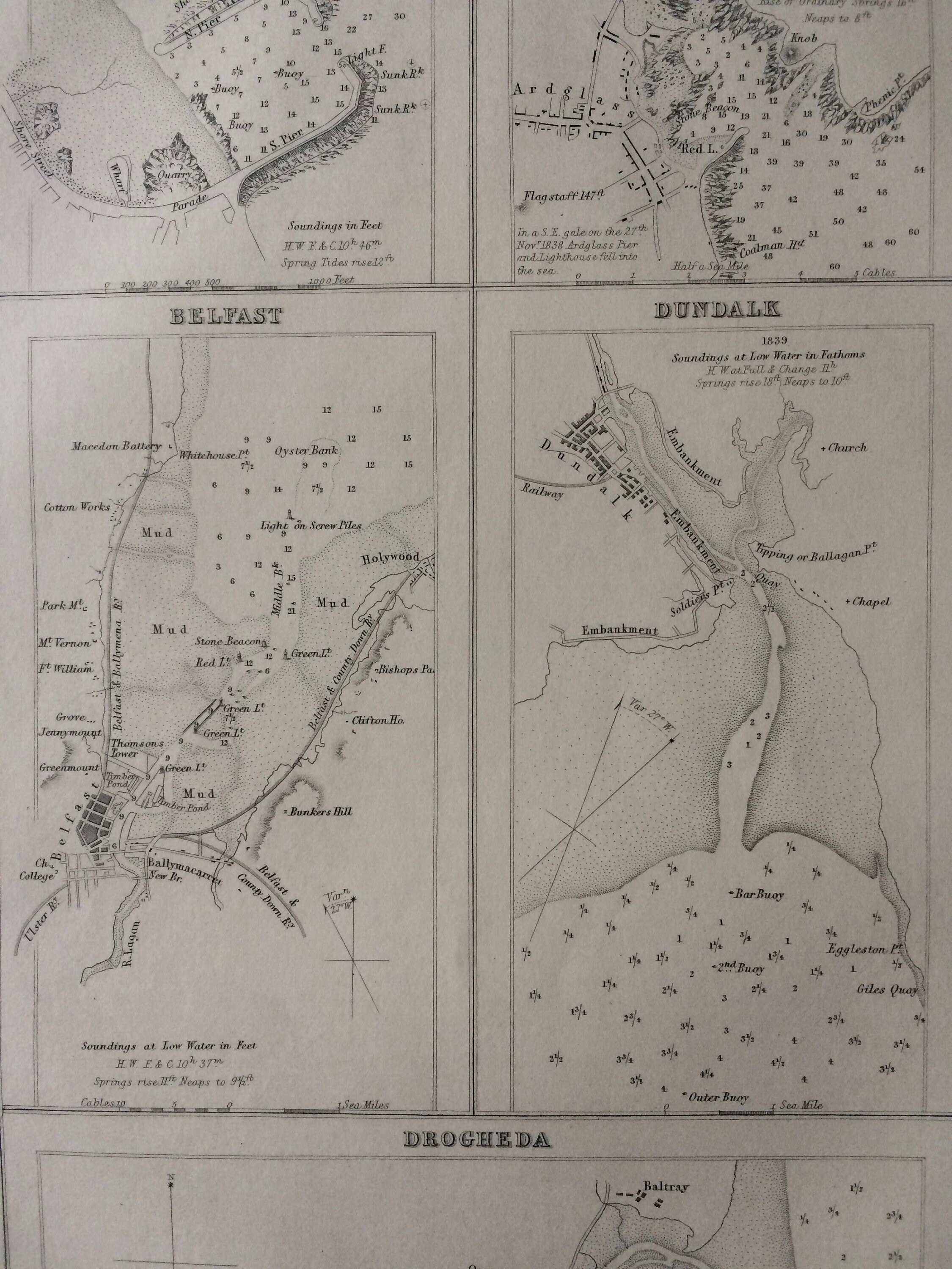1871 Ports in Ireland East Coast, St Georges and North Channel Original ...