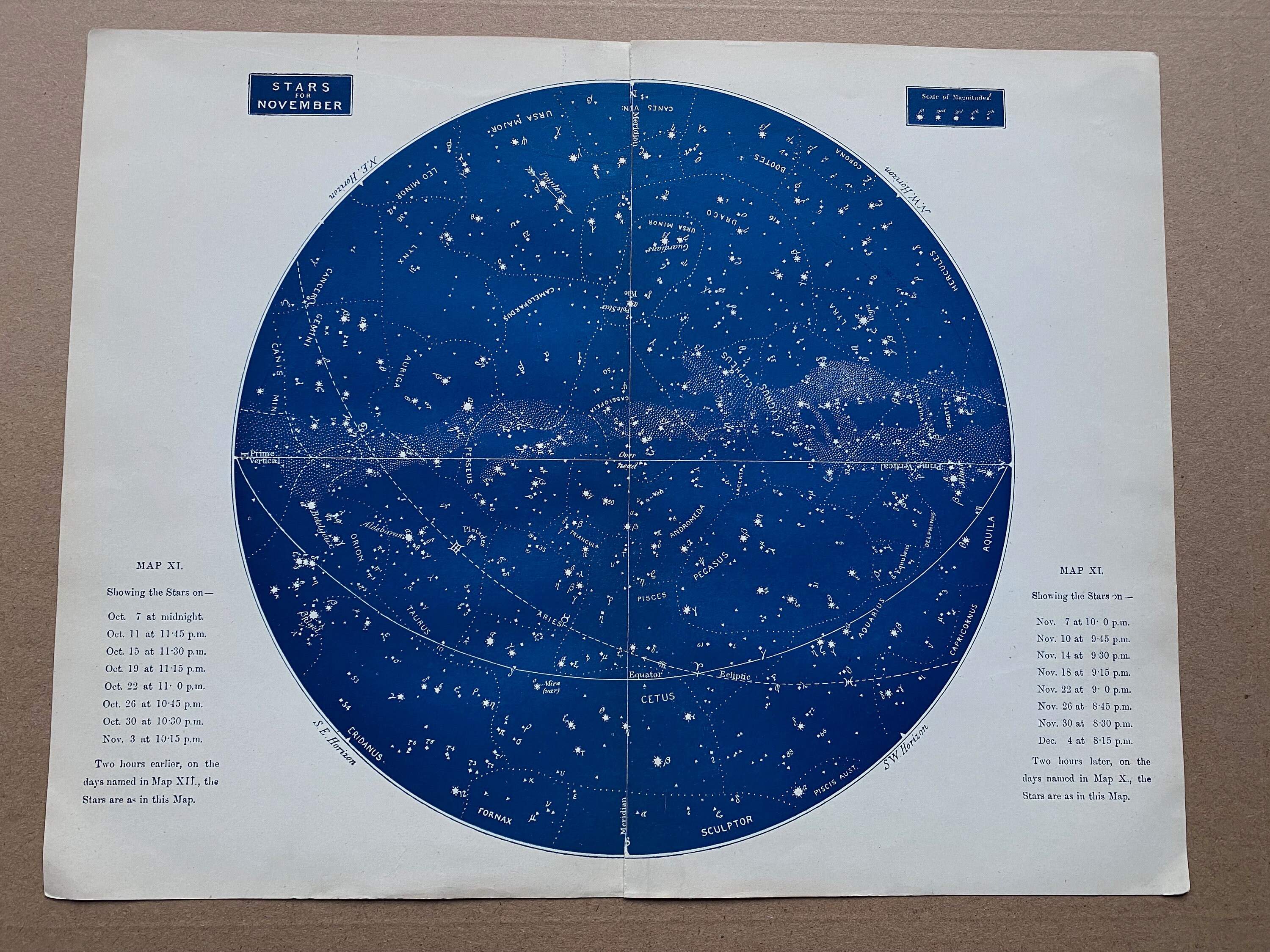 1884 November Star Map Original Antique Print - Astronomy - Astrology ...