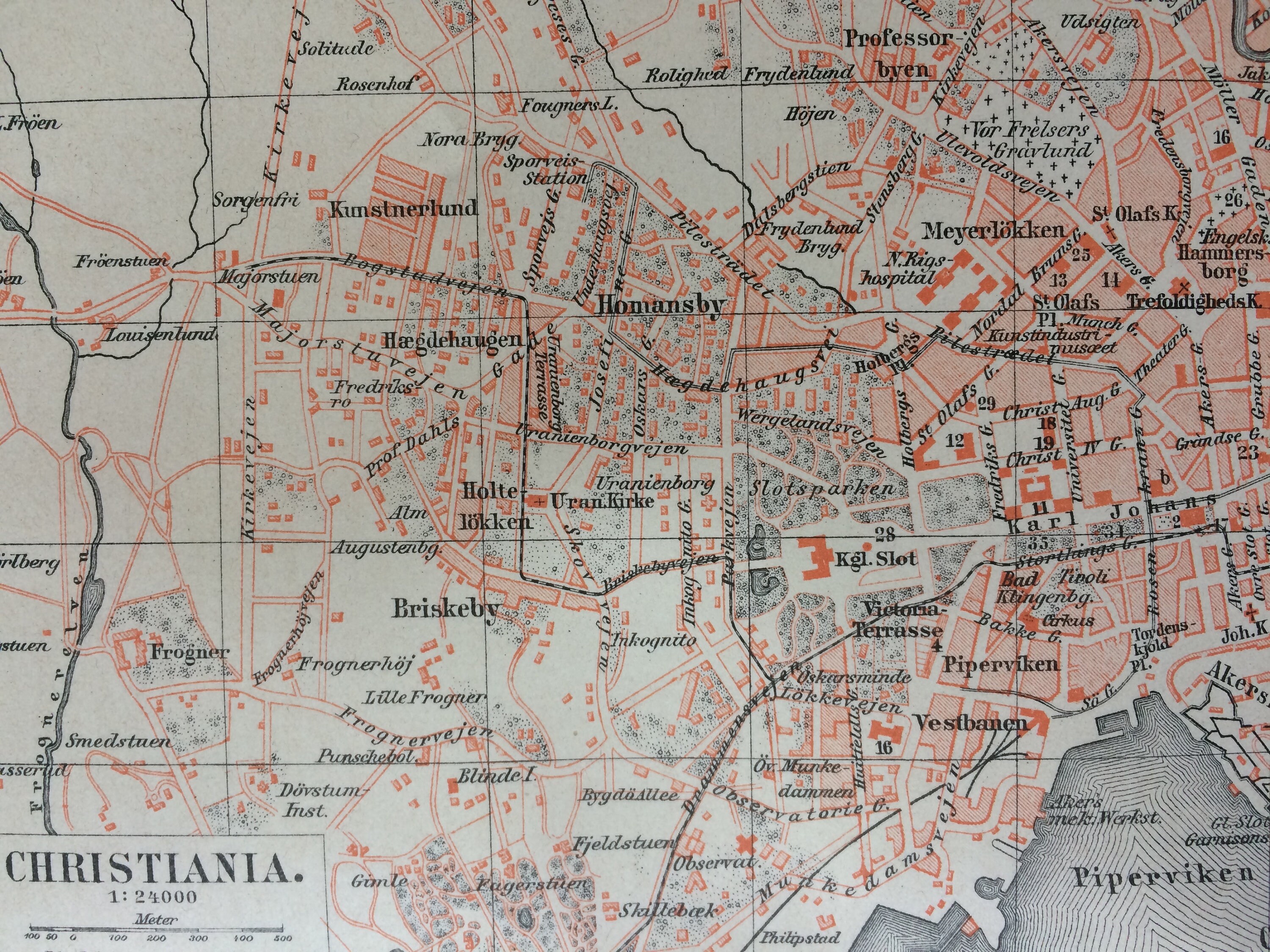 1894 Christiania Original Antique Map - Mounted and Matted - City Plan ...