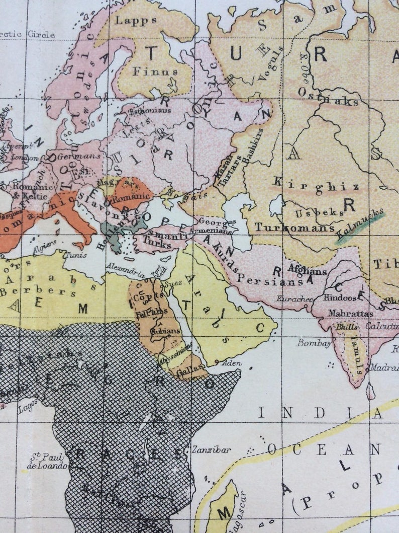 1871 Original Antique World Map showing the distribution of | Etsy