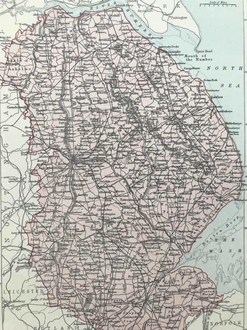 1875 Lincolnshire Original Antique Map UK County Map - Etsy