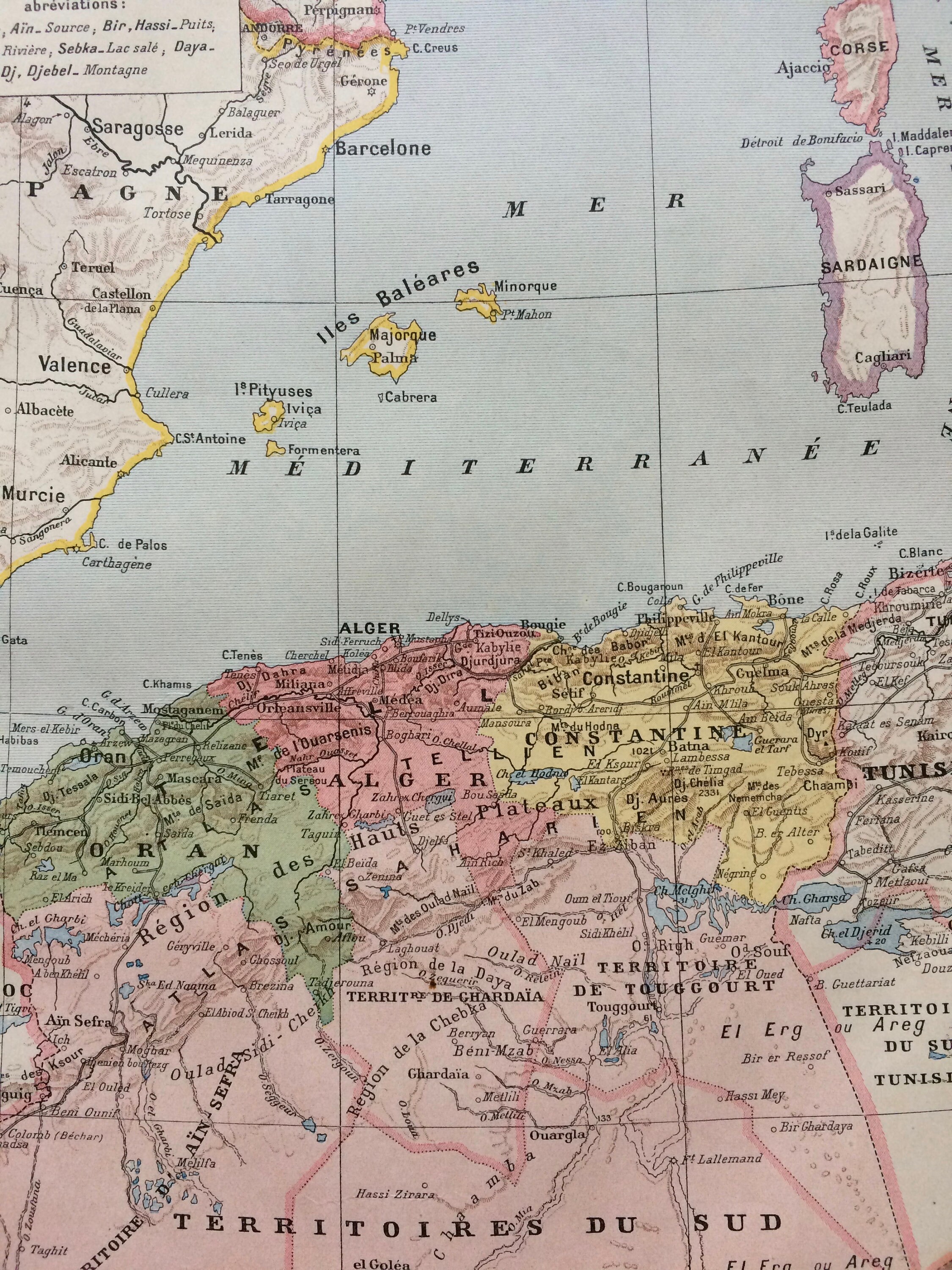 1923 Algeria Original Antique Map - Mounted and Matted - Decorative Art ...