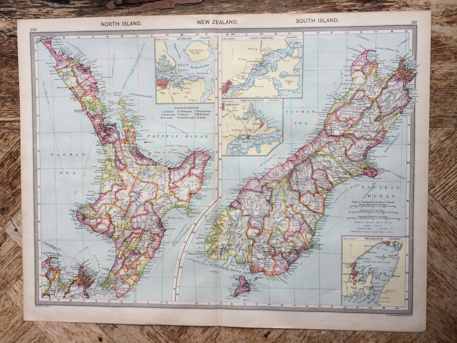 1903 NEW ZEALAND Large Original Antique Harmsworth Map, 15.5 x 20.5 ...