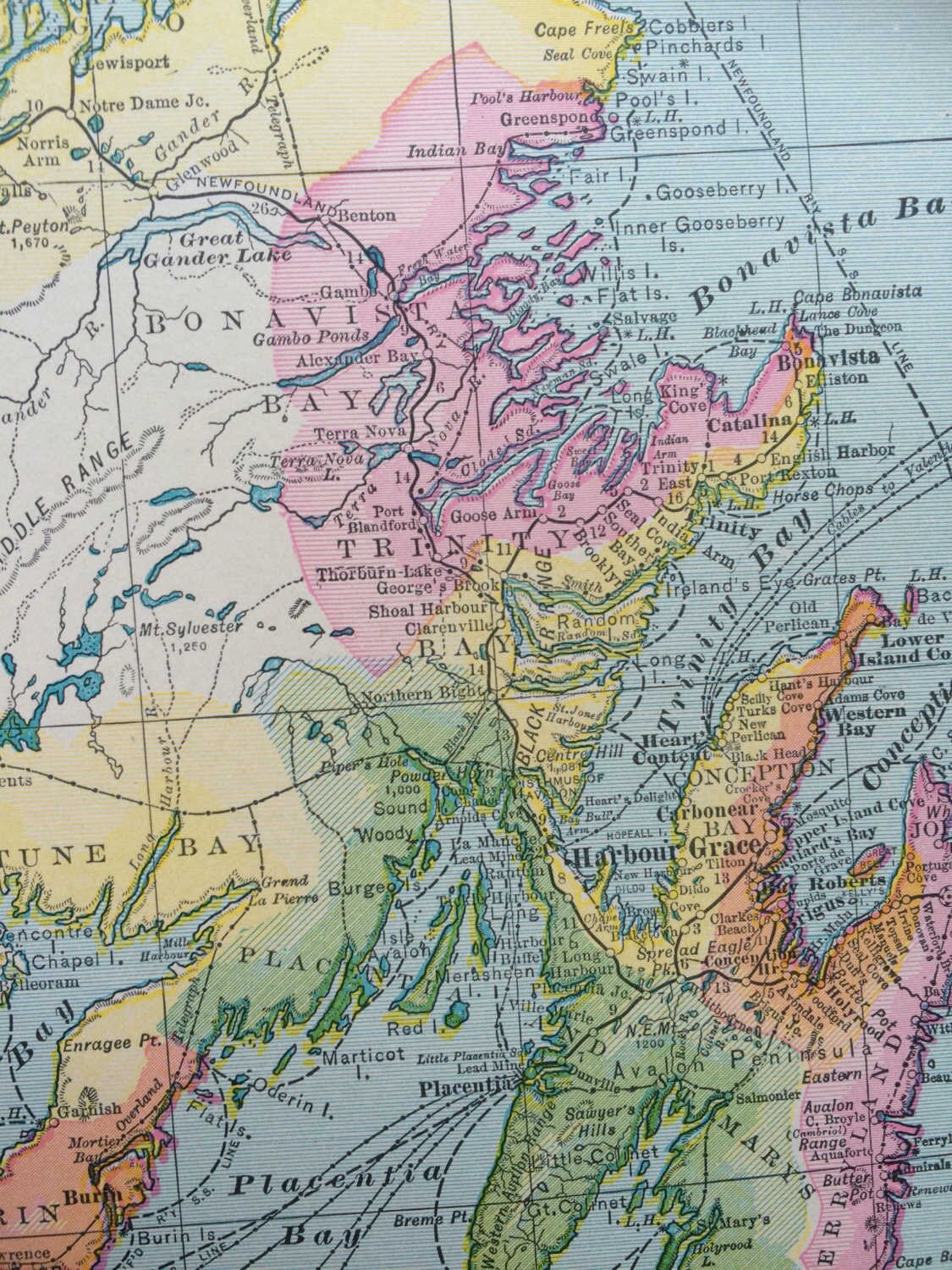 1936 NEWFOUNDLAND Original Vintage Map, 11.5 x 14.5 inches, Home Decor ...