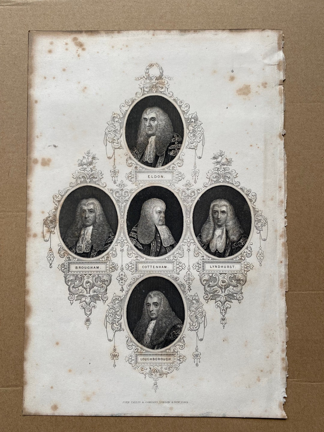 1850 Lord Chancellors of Great Britain Original Antique Print Portaits ...
