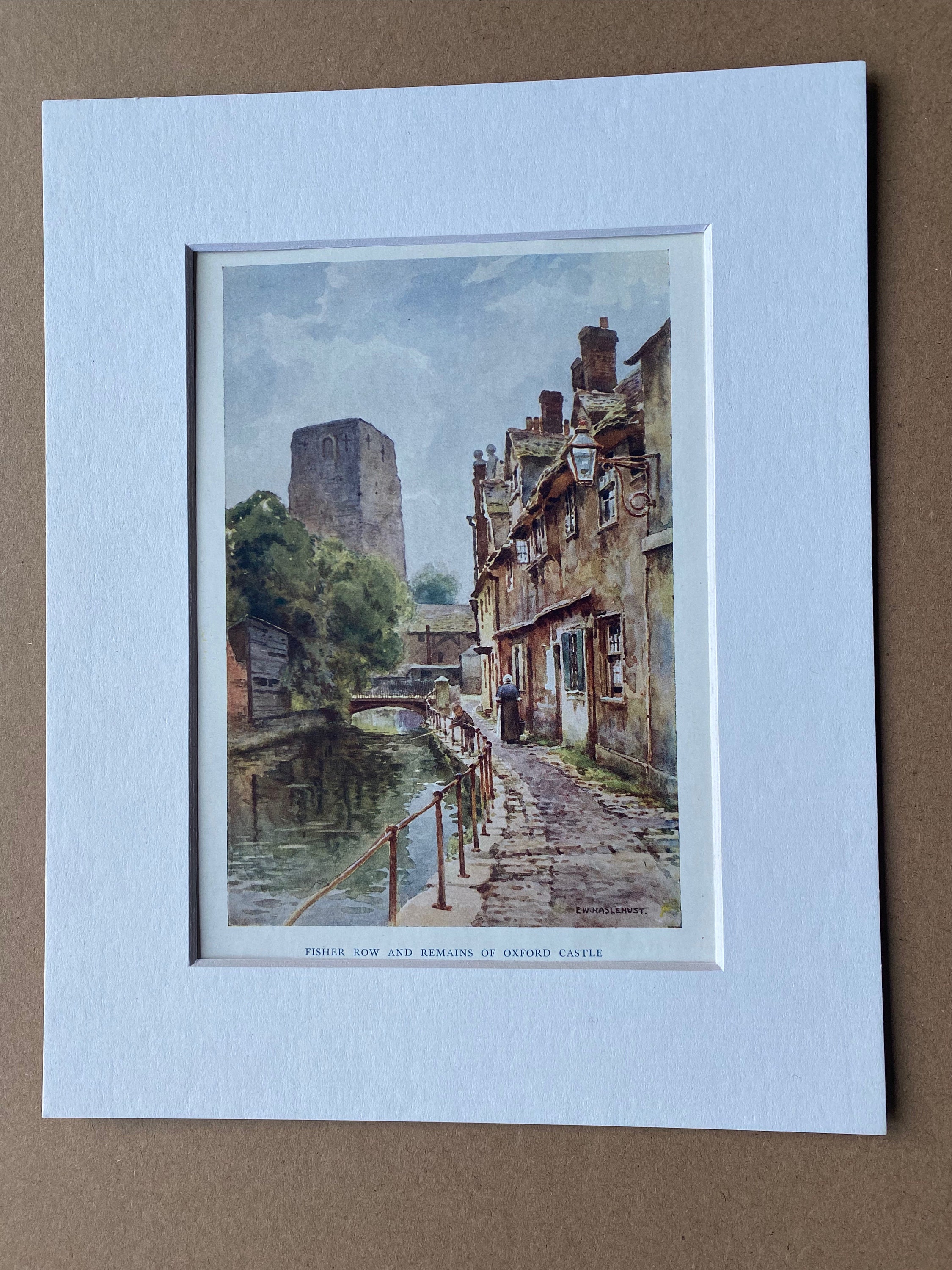 1910 Oxford - Fisher Row and remains of Oxford Castle Original Antique ...