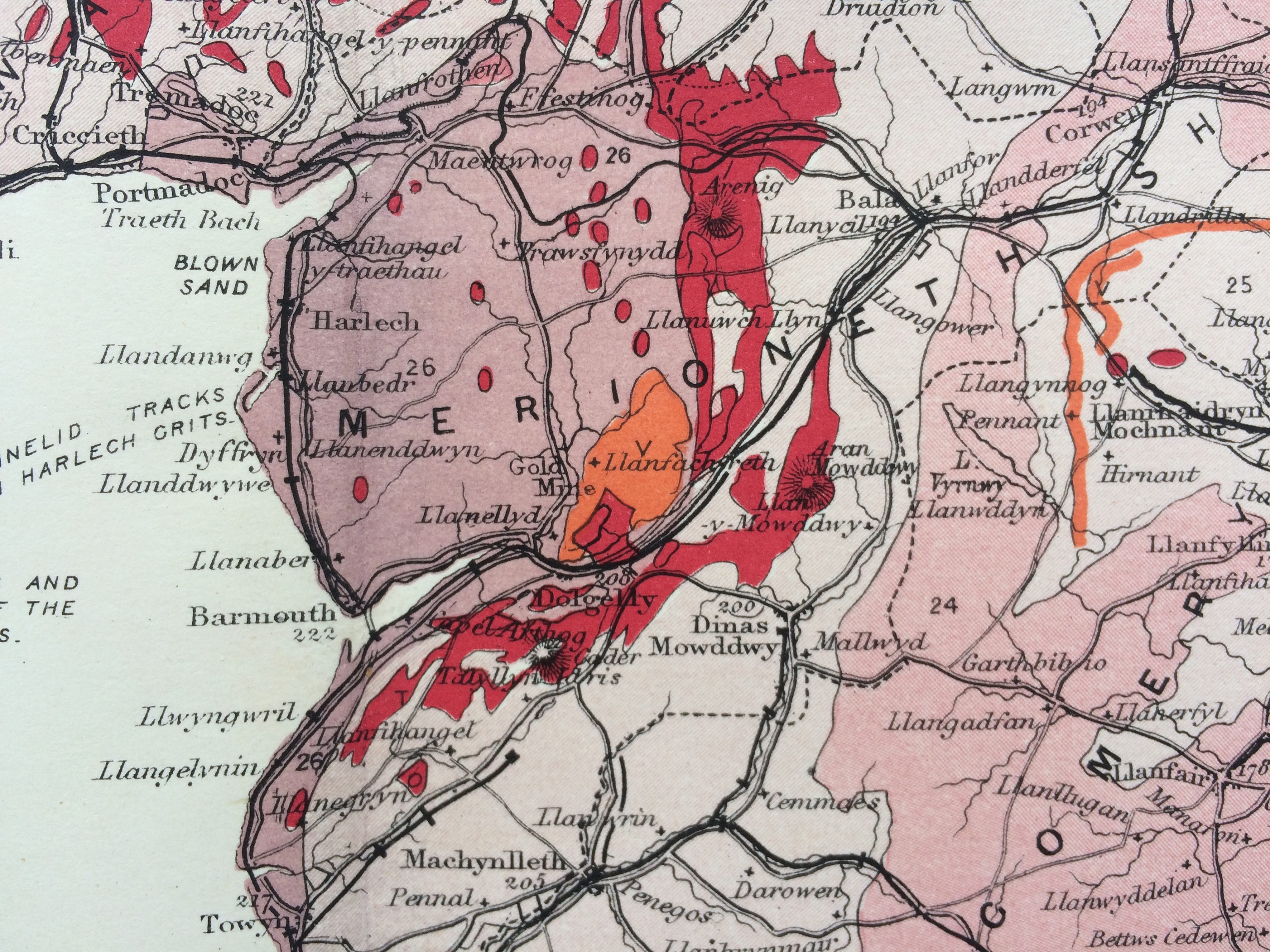 1913 North Wales - Original Antique Small Geological Map - Geology ...
