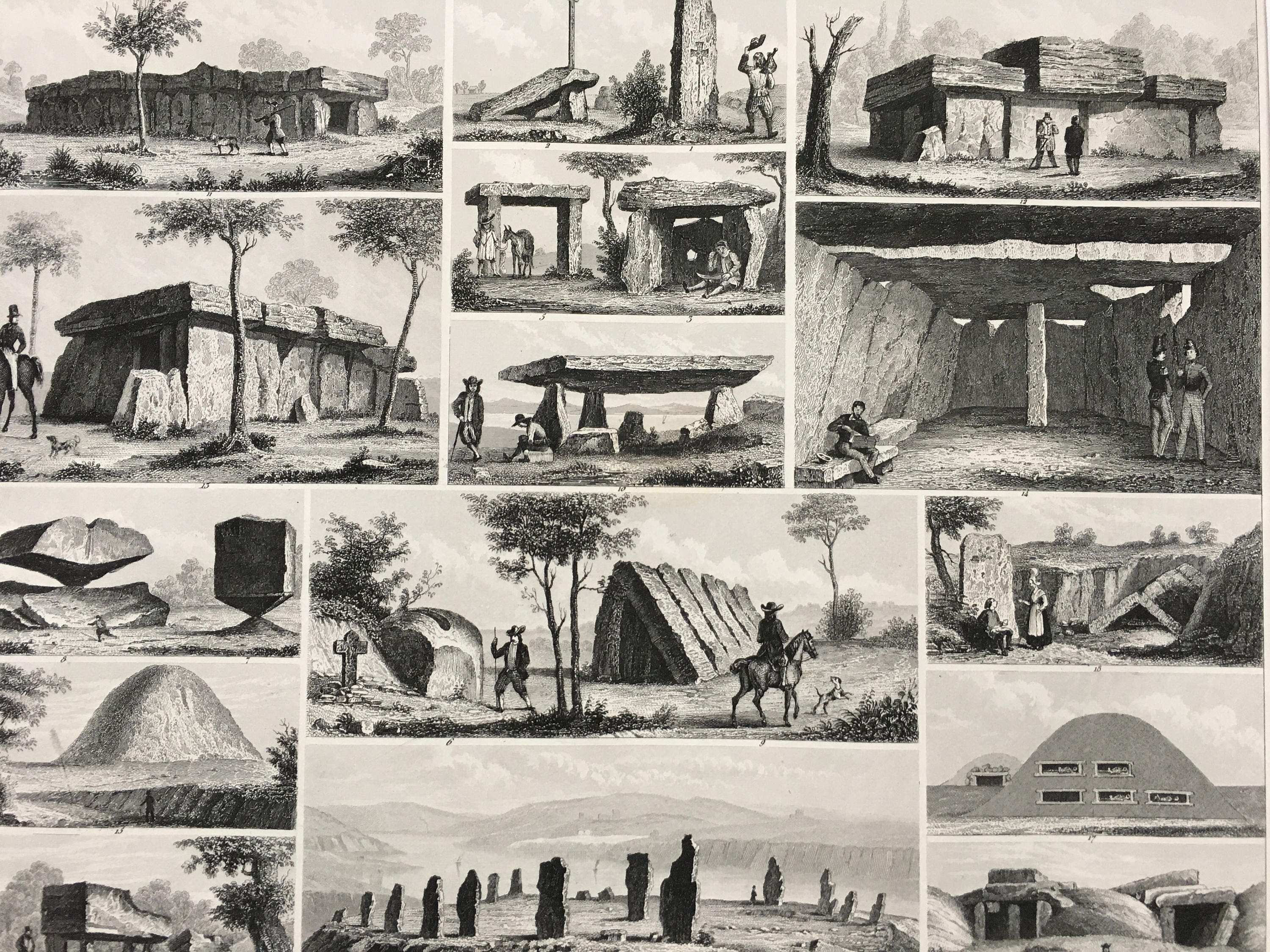 1849 Monoliths and Stone Circles Large Original Antique Engraving ...