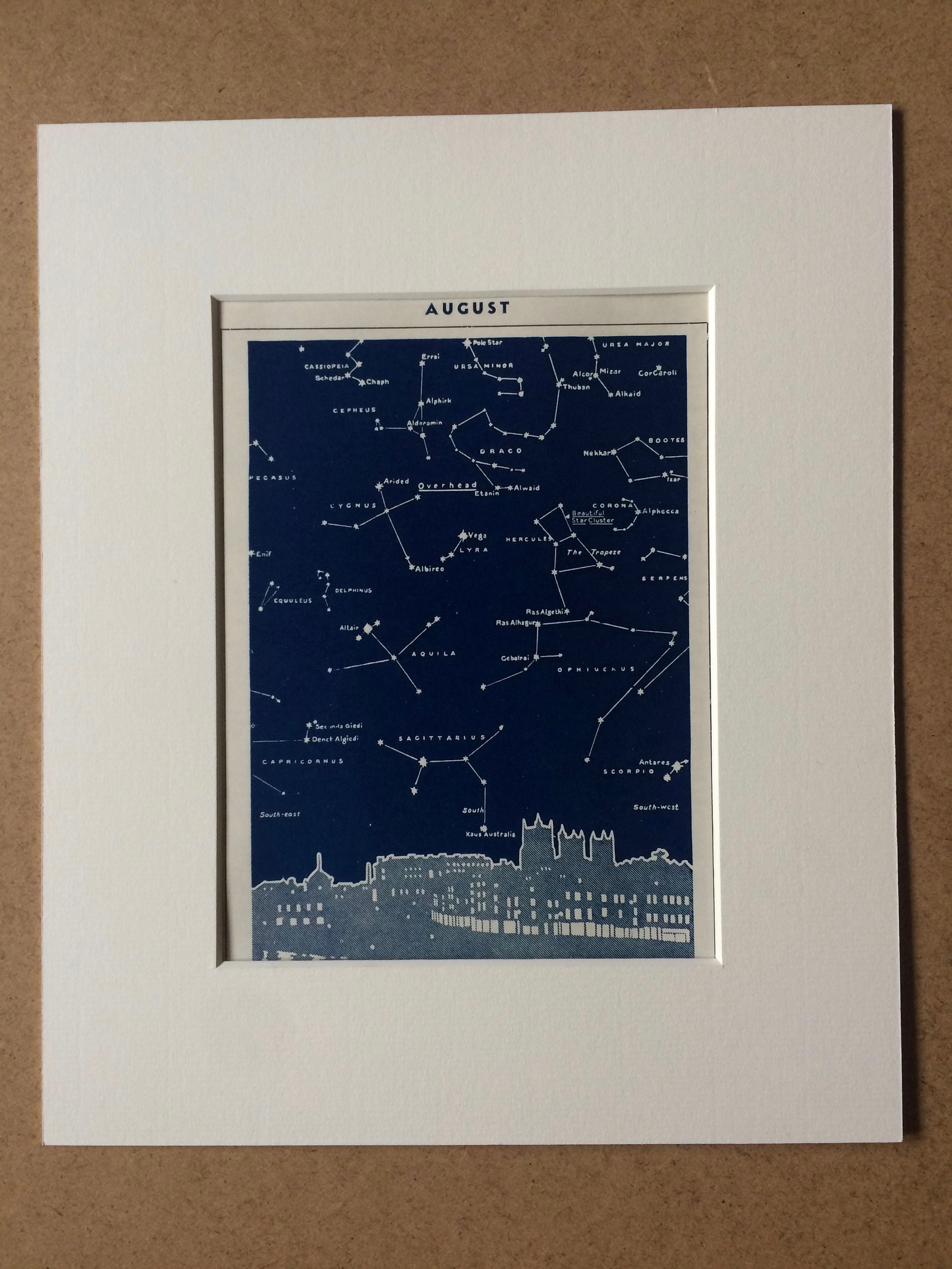 1940s August Star Map seen over Bristol Original Vintage Print ...