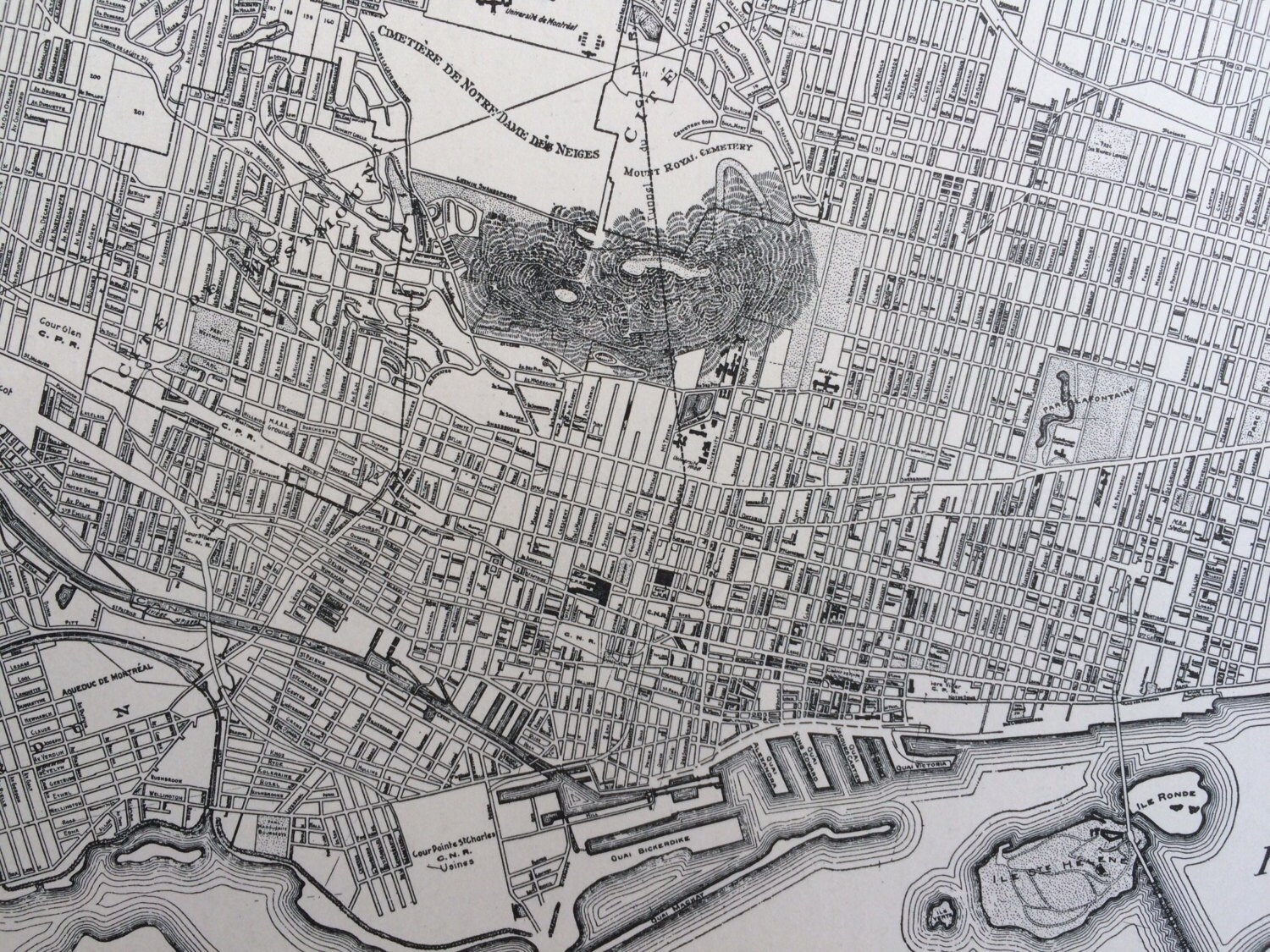 1937 MONTREAL (Central) Original Vintage City Plan Map, 11 x 14 inches ...