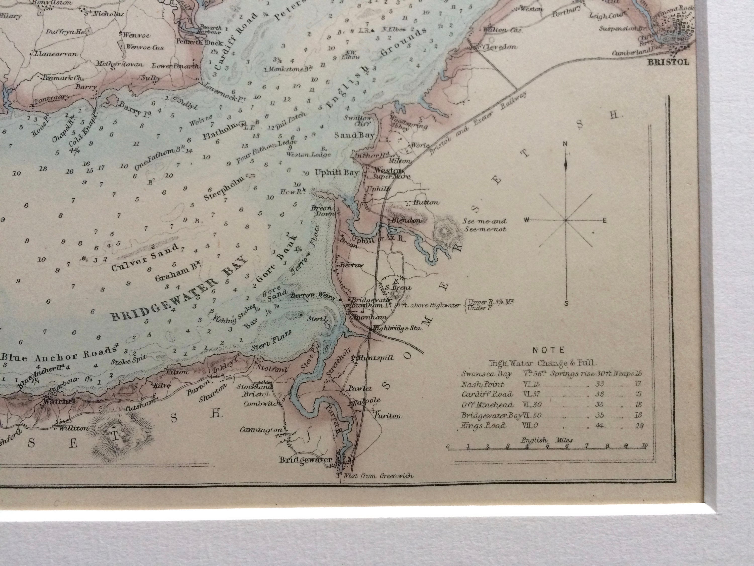 1870 Bristol Channel Original Antique Map - Available Mounted and ...