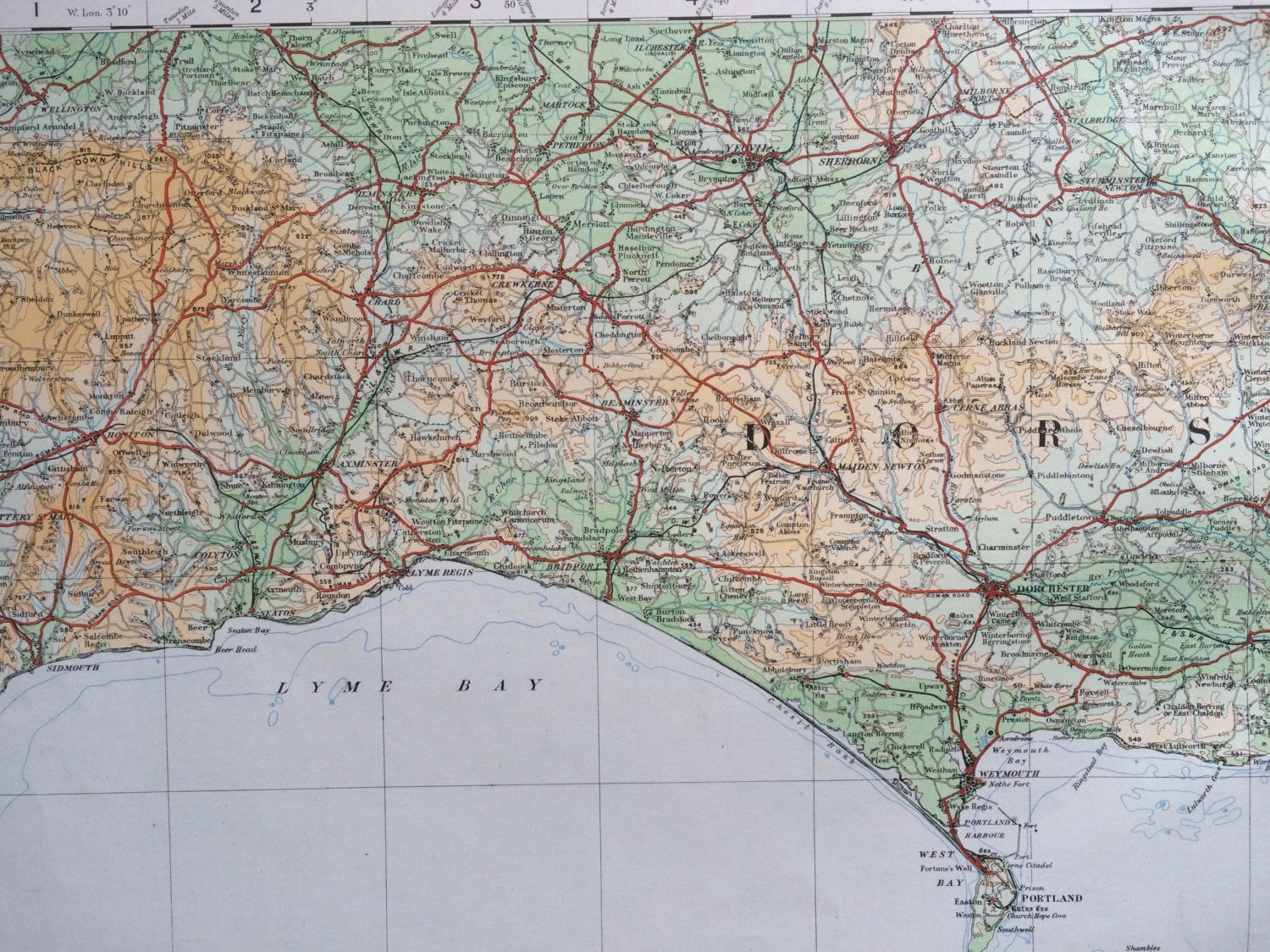 1922 original antique ordnance survey map of South England - Hampshire ...